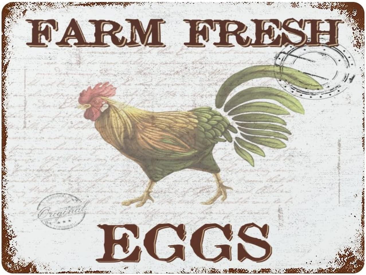 Fresh Eggs Tin Signs Poultry Chicken Hen Farmhouse Animal Plaque Tin ...