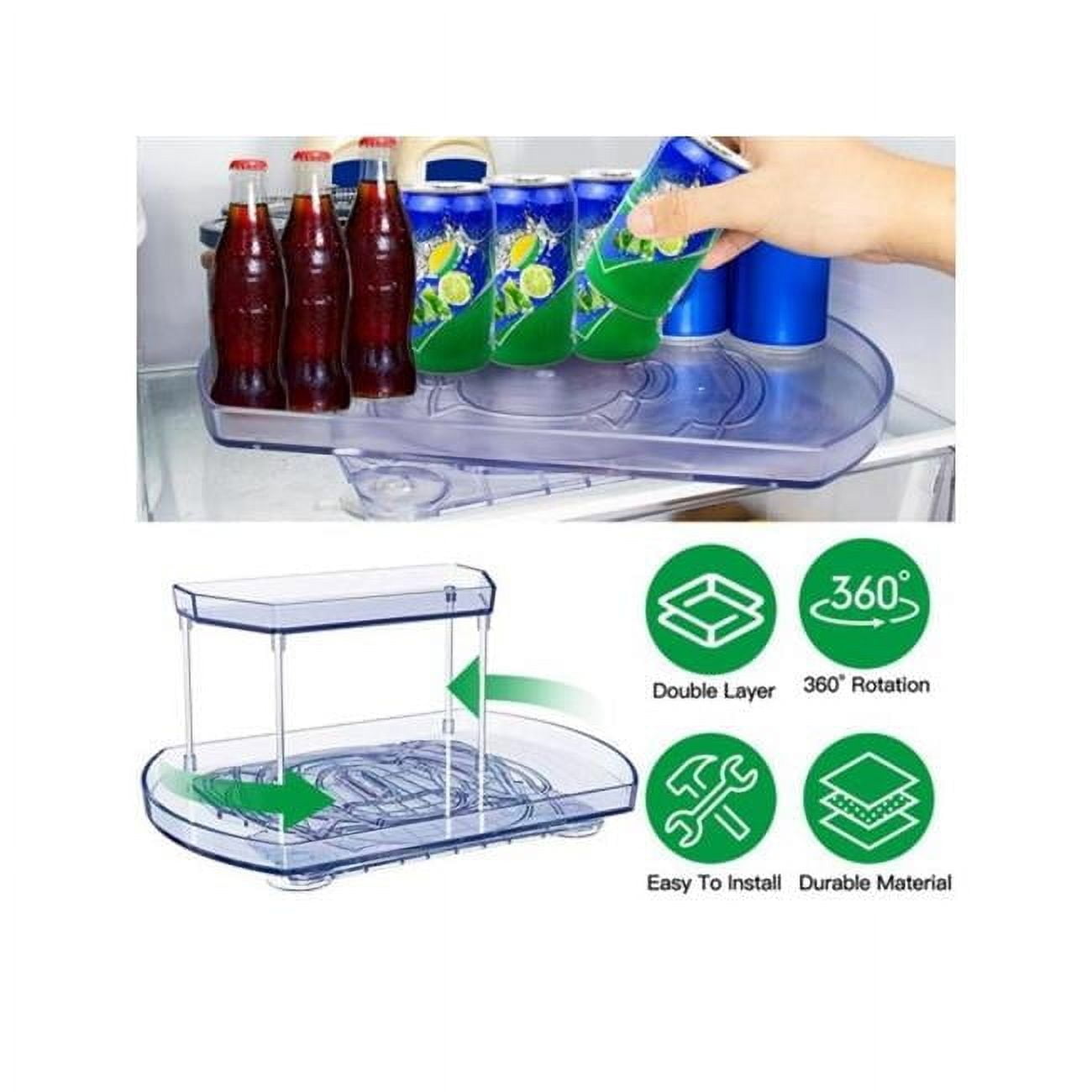 Fresh Fab Finds FFF-GPCT4477 2 Tier Turntable Organizer Rectangular Refrigerator Spinner Storage ...