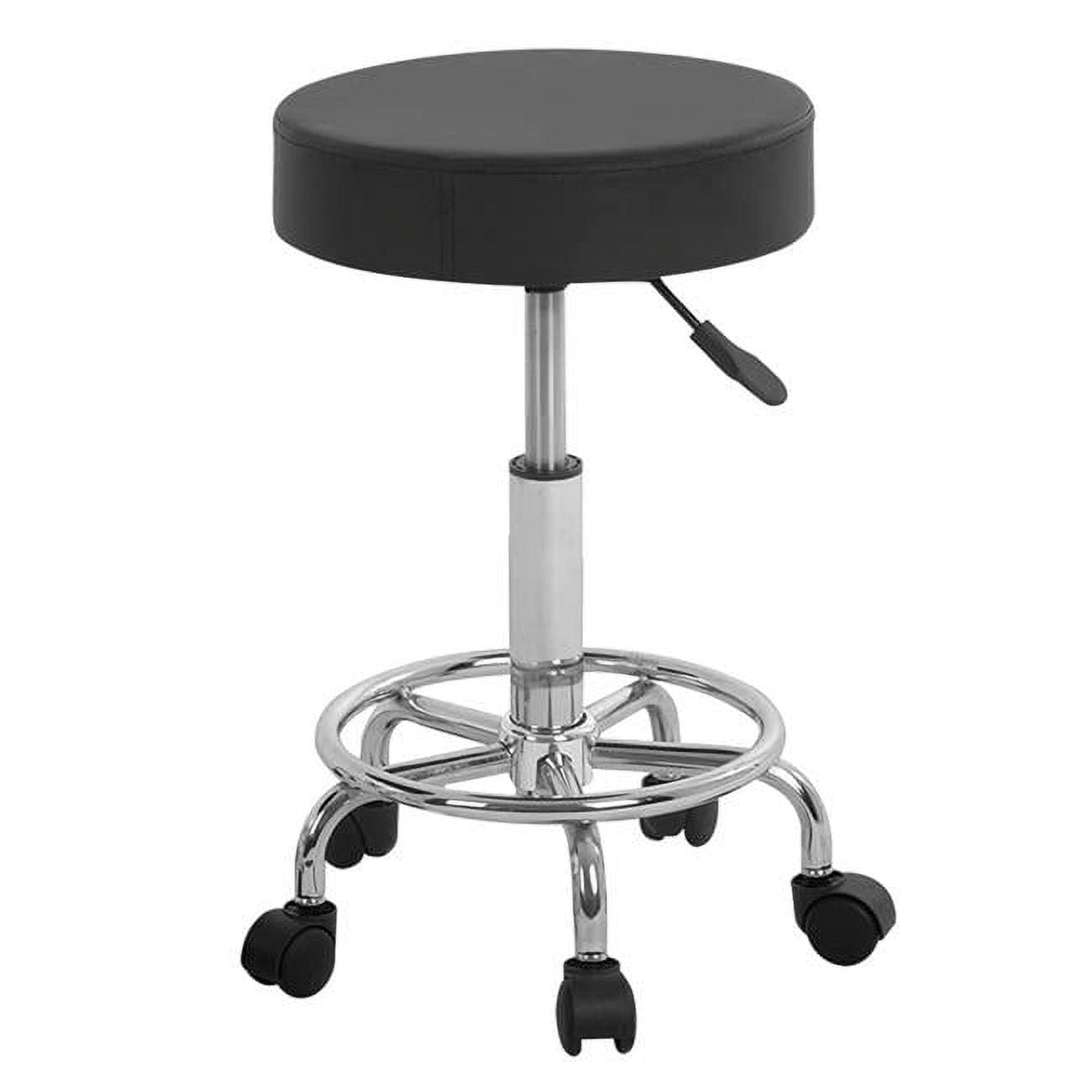 Round Bar Stool Height Adjustable Salon Stools Leather Swivel Rolling ...