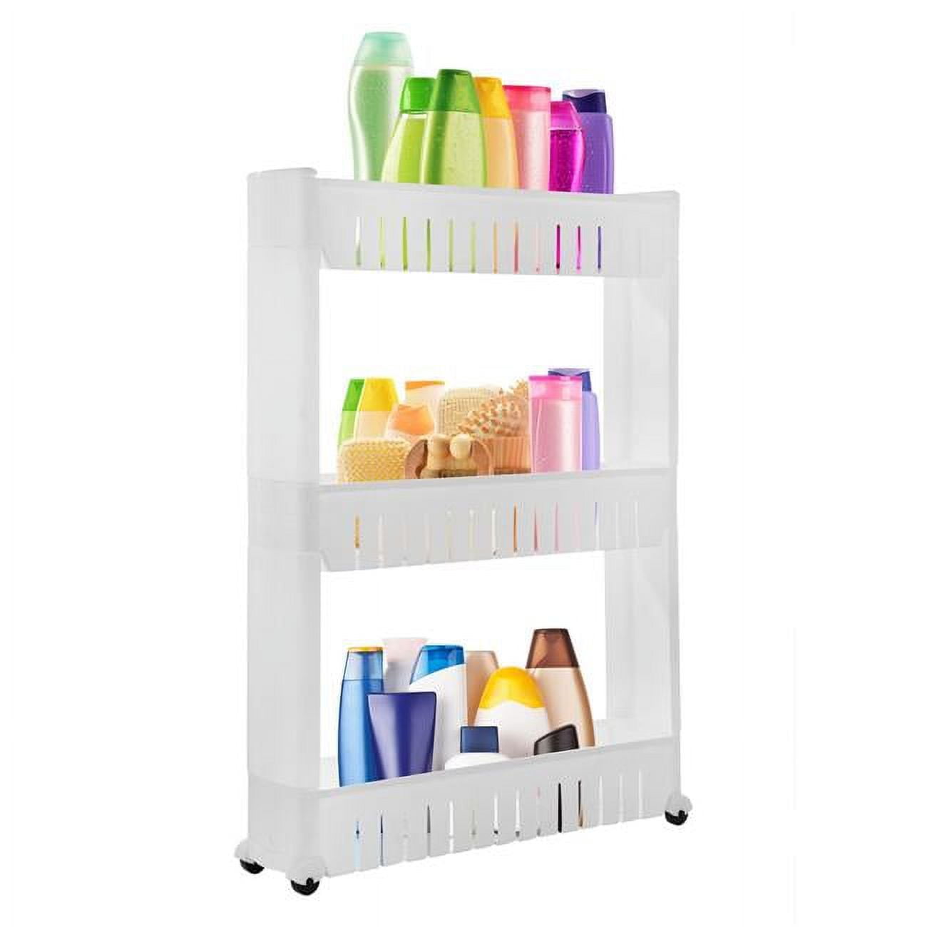Fresh Fab Finds 3 Tiers Slim Storage Cart Mobile Rolling Shelf Unit ...