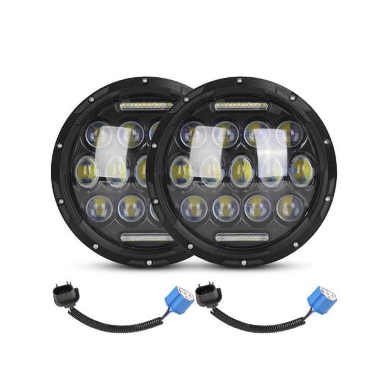 Fresh Fab Finds 7 in. 75W Round LED 3800 Lumens Halo Car Headlamp with ...