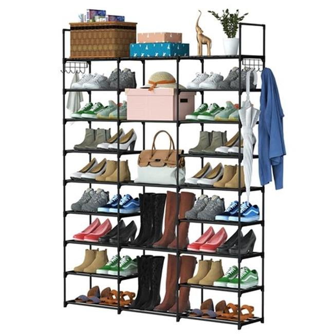 Fresh Fab Finds 9 Tiers Shoe Rack Metal Shoe Storage Shelf with 50-55 ...