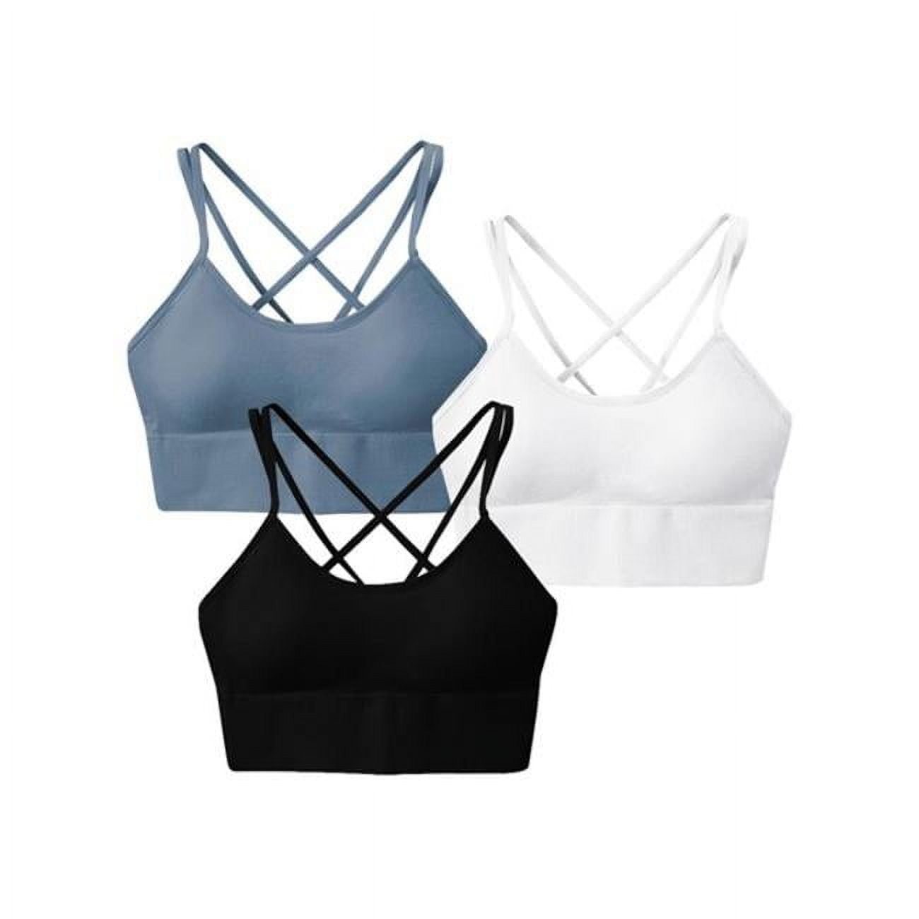 Fresh Fab Finds FFF-BK-WH-BU-S-GPCT3588 Women Cross Back Sport Bras ...