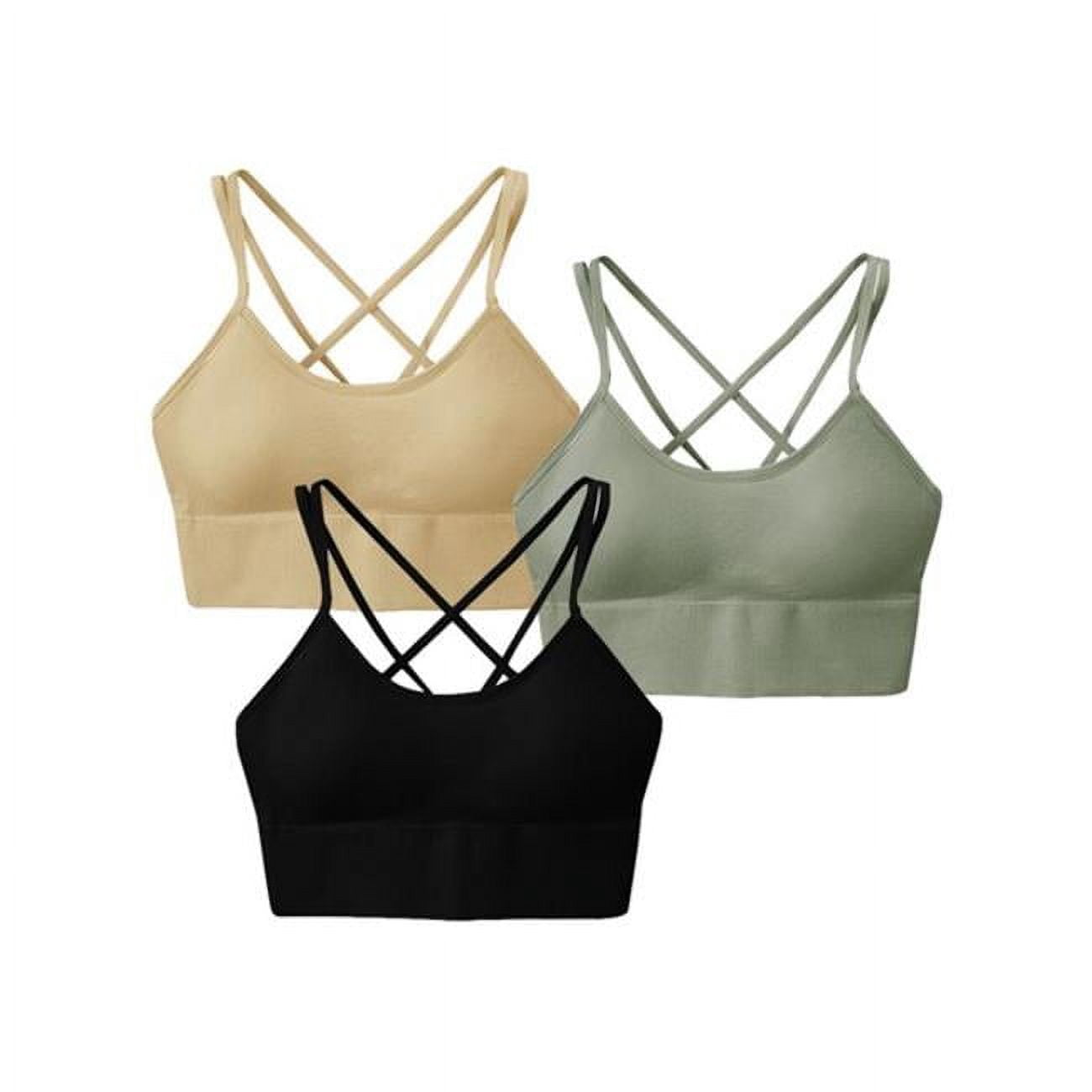 Fresh Fab Finds FFF-GN-BK-BGE-S-GPCT3588 Women Cross Back Sport Bras ...