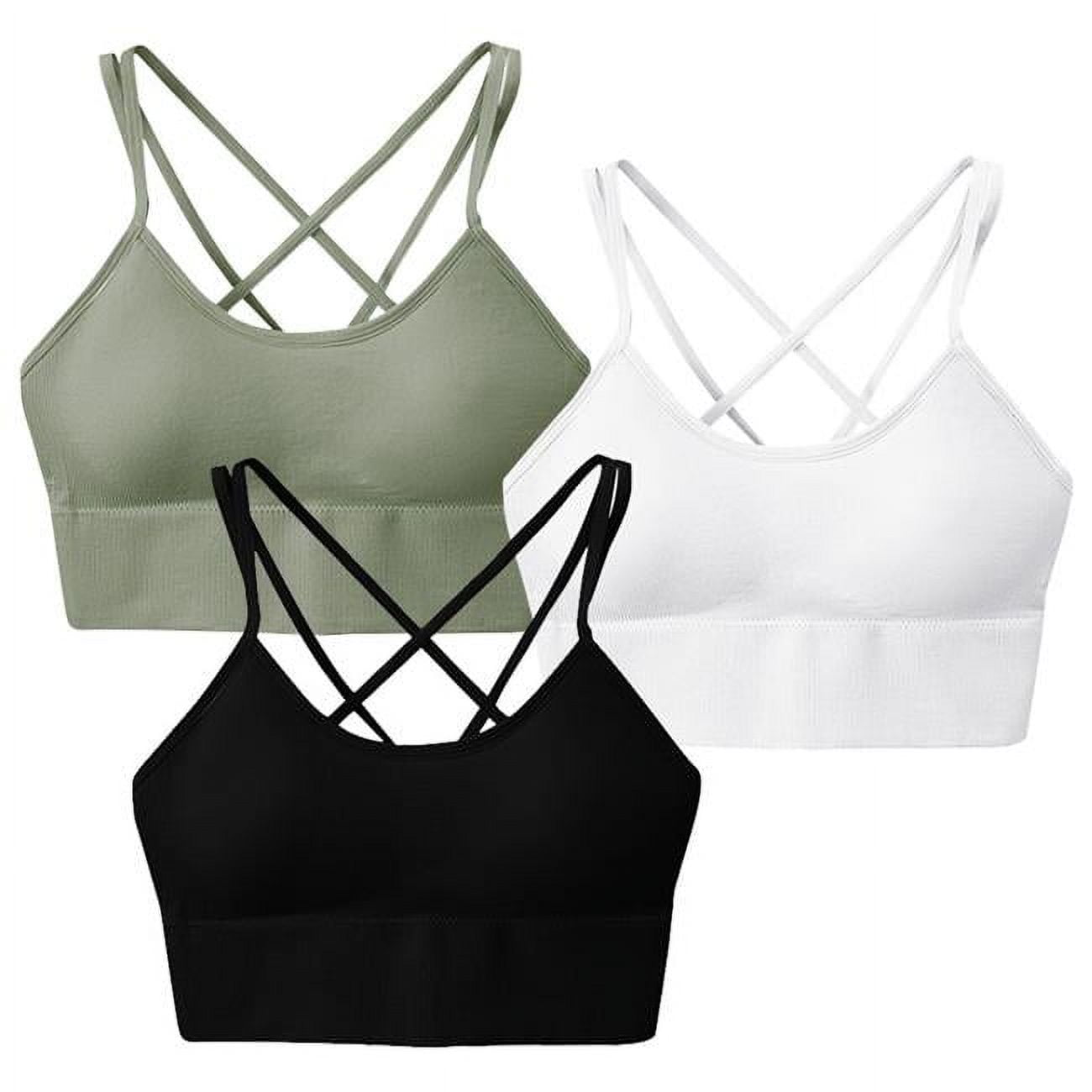 Fresh Fab Finds FFF-GN-BK-WH-XL-GPCT3588 Women Cross Back Sport Bras ...