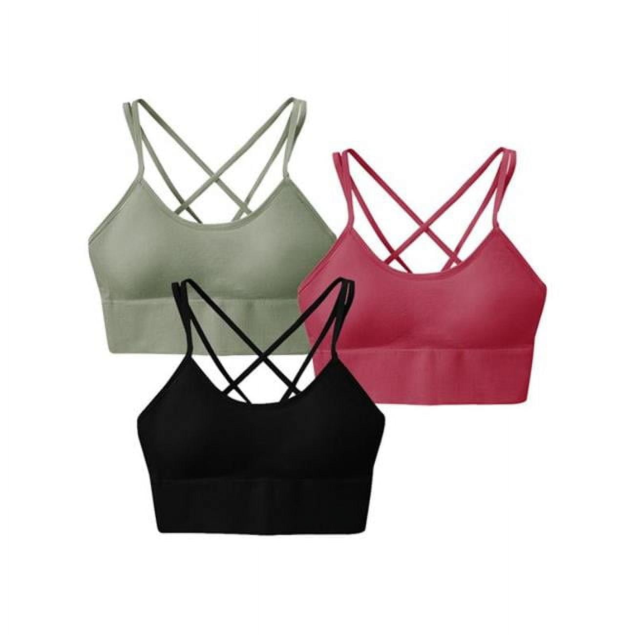 Fresh Fab Finds FFF-GN-RD-BK-M-GPCT3588 Women Cross Back Sport Bras ...
