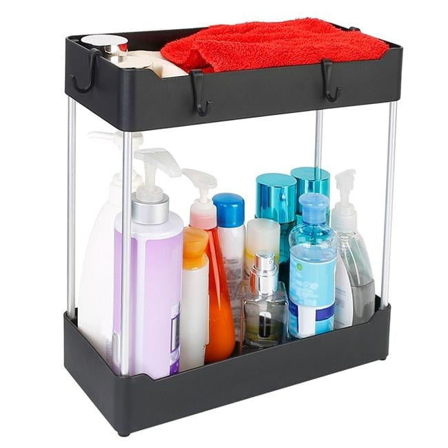 Fresh Fab Finds FFF-GPCT3099 2-Tier Under Sink Shelf Organizer 4 Hooks ...