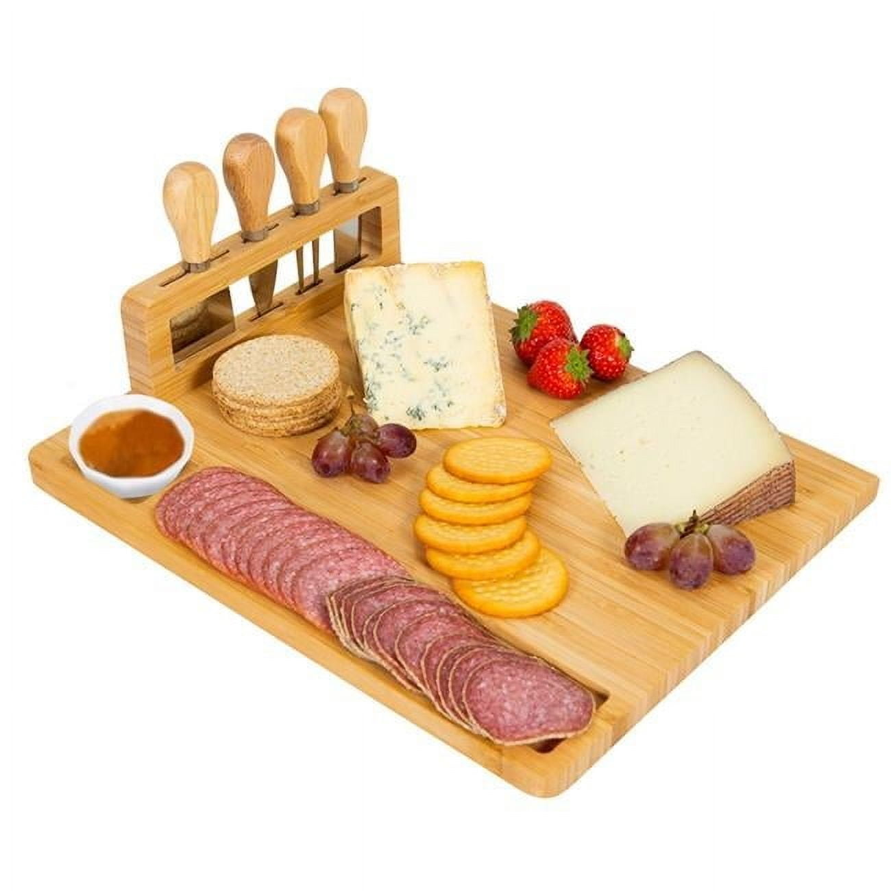 Fresh Fab Finds FFF-GPCT3429 Bamboo Cheese Board with Cutlery Set ...
