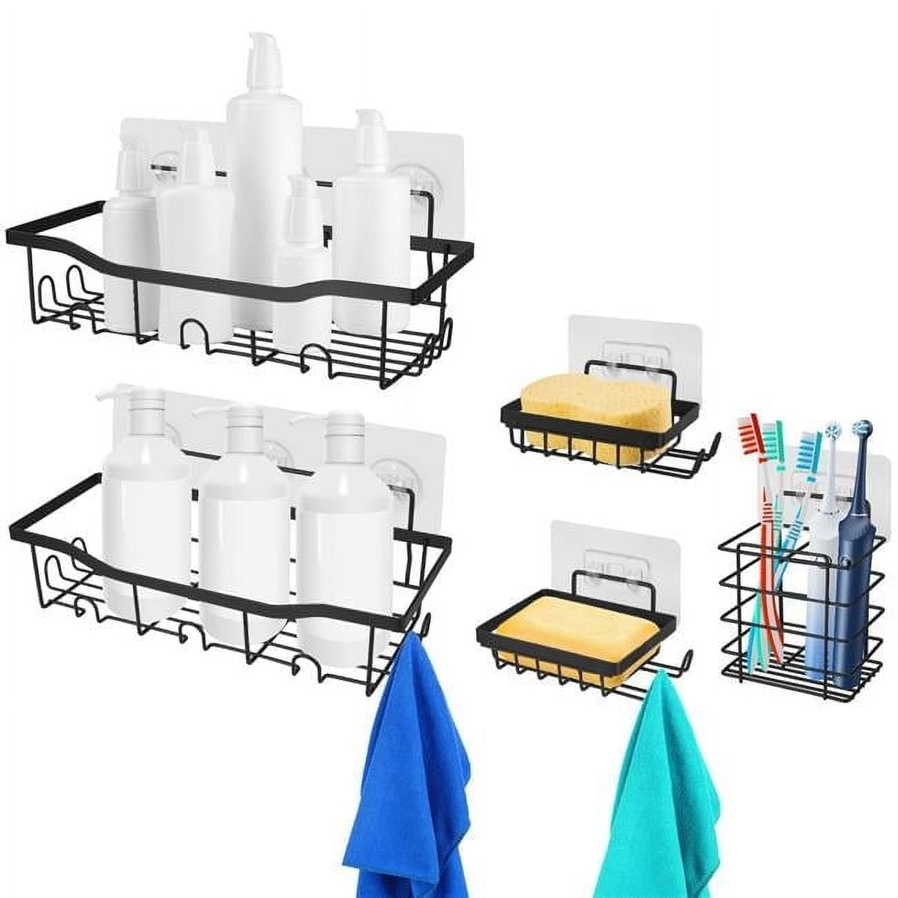 Fresh Fab Finds FFF-GPCT4090 Shower Caddy Shelves with 18 Inbuilt Hooks ...