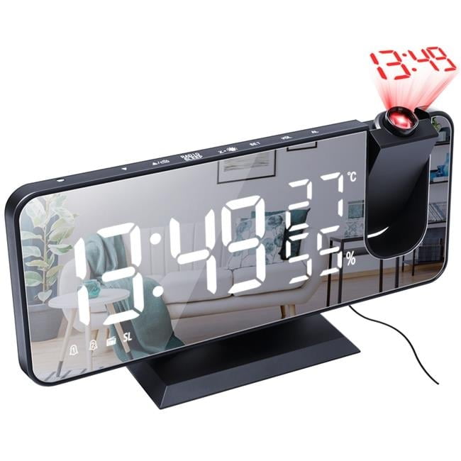 Fresh Fab Finds Mirror LED Projection Alarm Clock - Dual Alarms, USB ...