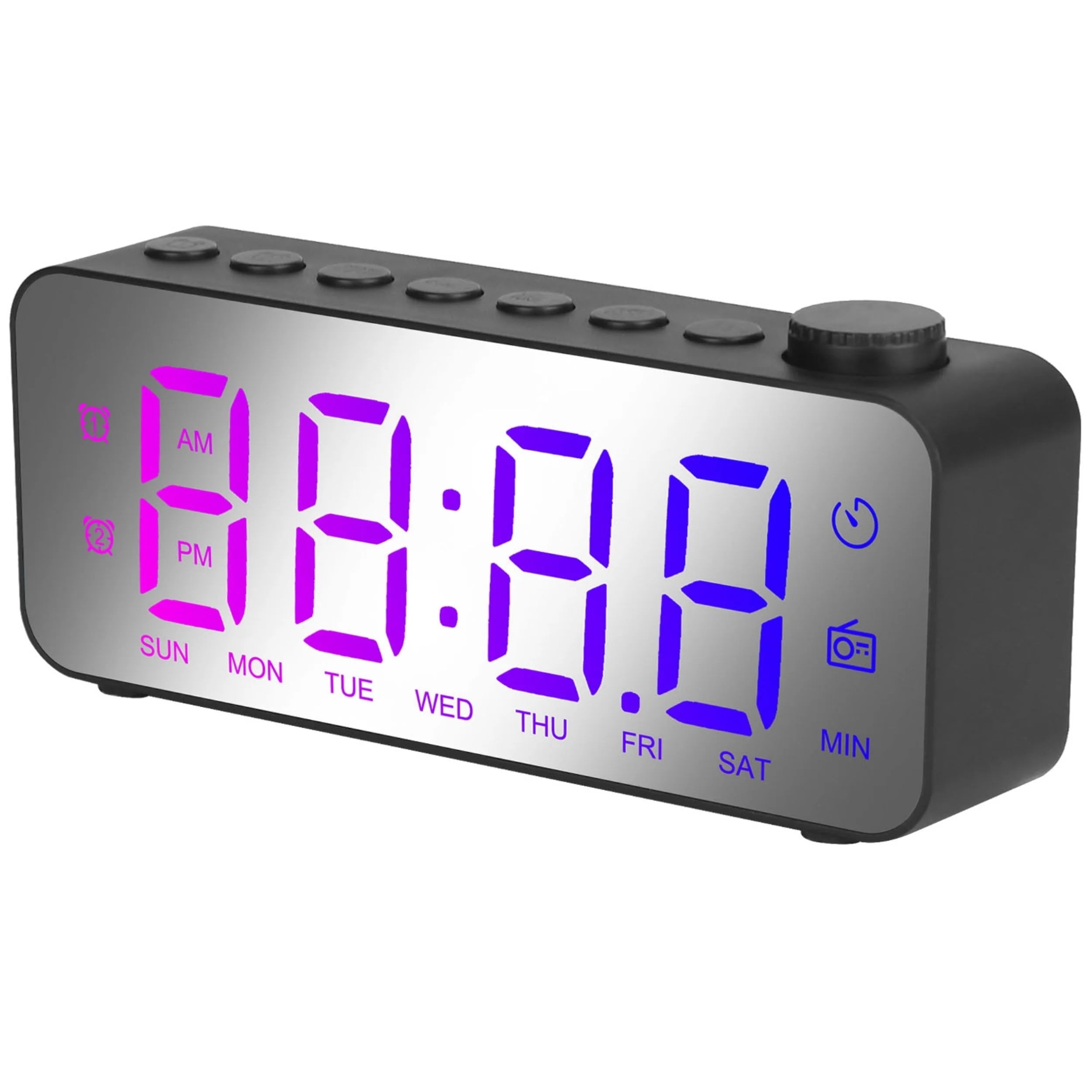 RGB LED Digital Alarm Clock - 8 Alarm Sounds, 8 Font Colors, 16 Volumes ...