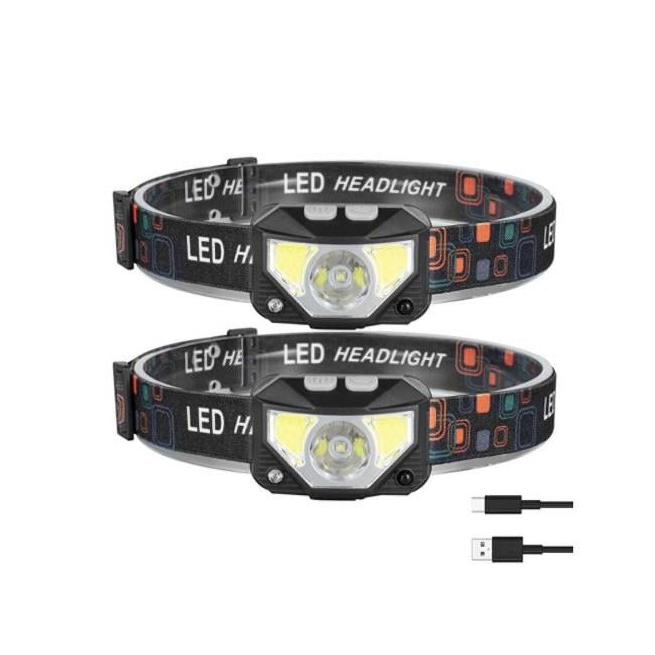2Packs Rechargeable Motion Sensor Headlamp 6 Light Modes Headlight ...