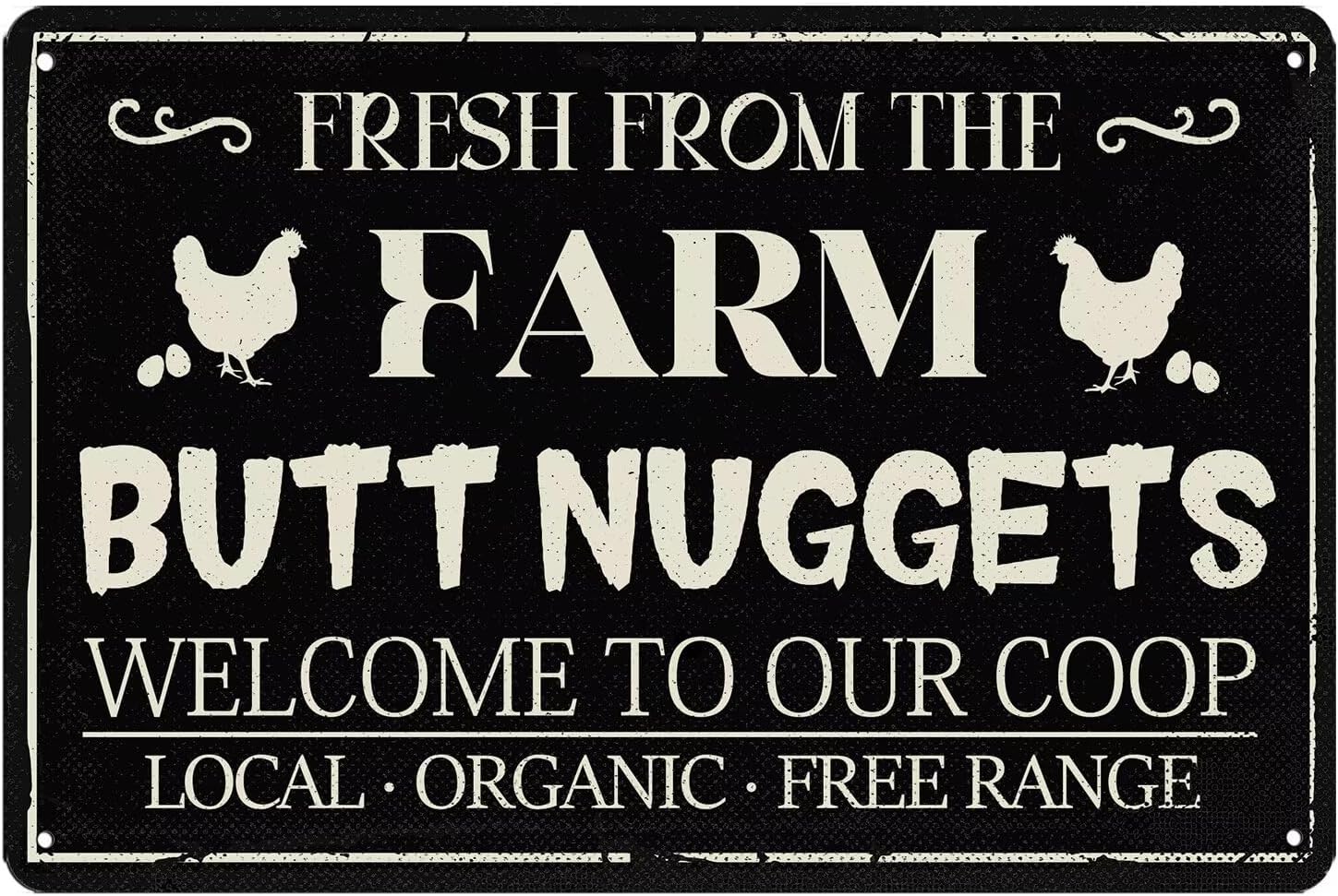Fresh From The Farm Butt Nuggets Metal Tin Sign Chicken Decor for Coop ...