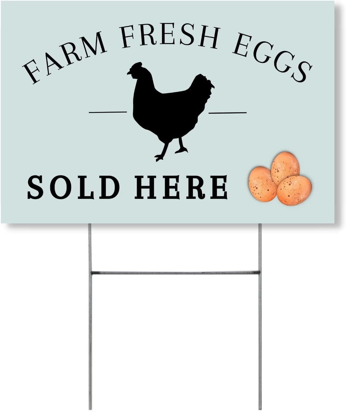 Fresh Farm Eggs Sold Here Yard Sign Measures 18x12" inches Chicken Coop ...