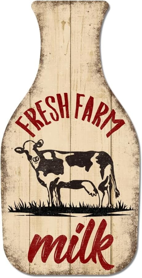 "Fresh Farm Milk" Vintage Metal Tin Sign 10.6x5.4inch Retro Milk Bottle ...