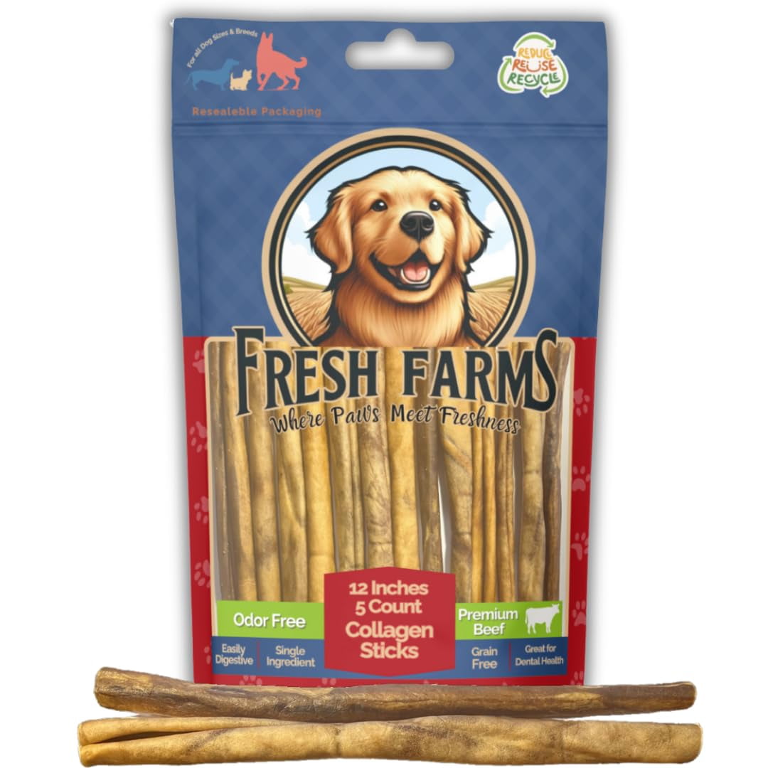 Fresh Farms Natural AJH3 Collagen Sticks for Dogs 5 12 Inches - Long ...