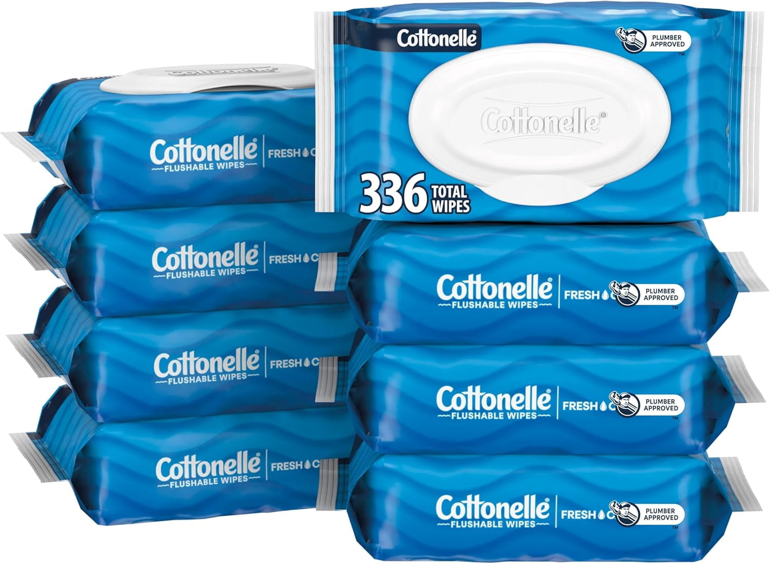 Fresh Feel Flushable Wet Wipes, Adult Wet Wipes, 8 Flip-Top Packs, 42 ...