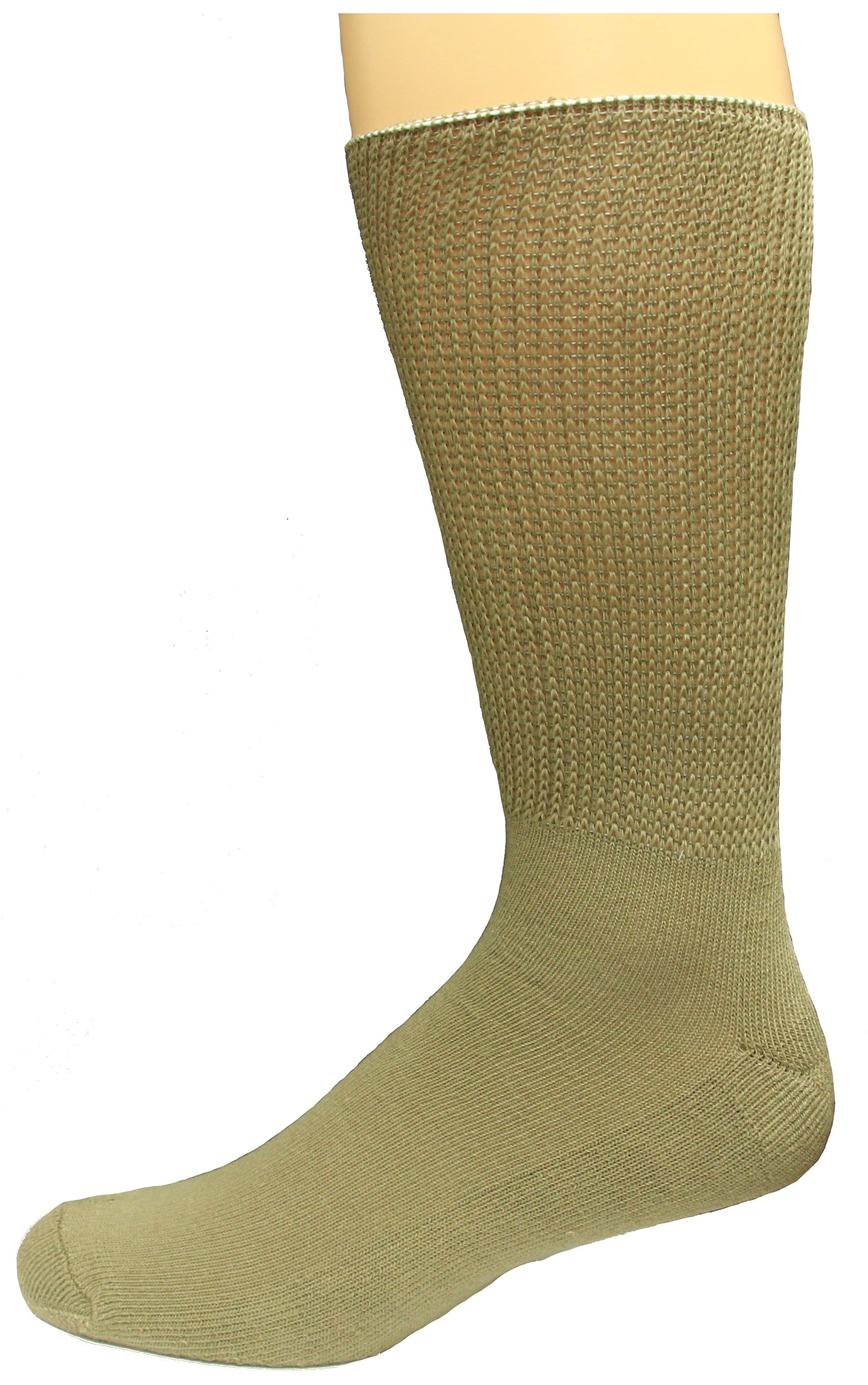 Fresh Feet Semi Medical Mens Crew Socks, 3 Pair, Khaki, Big & Tall, Men ...