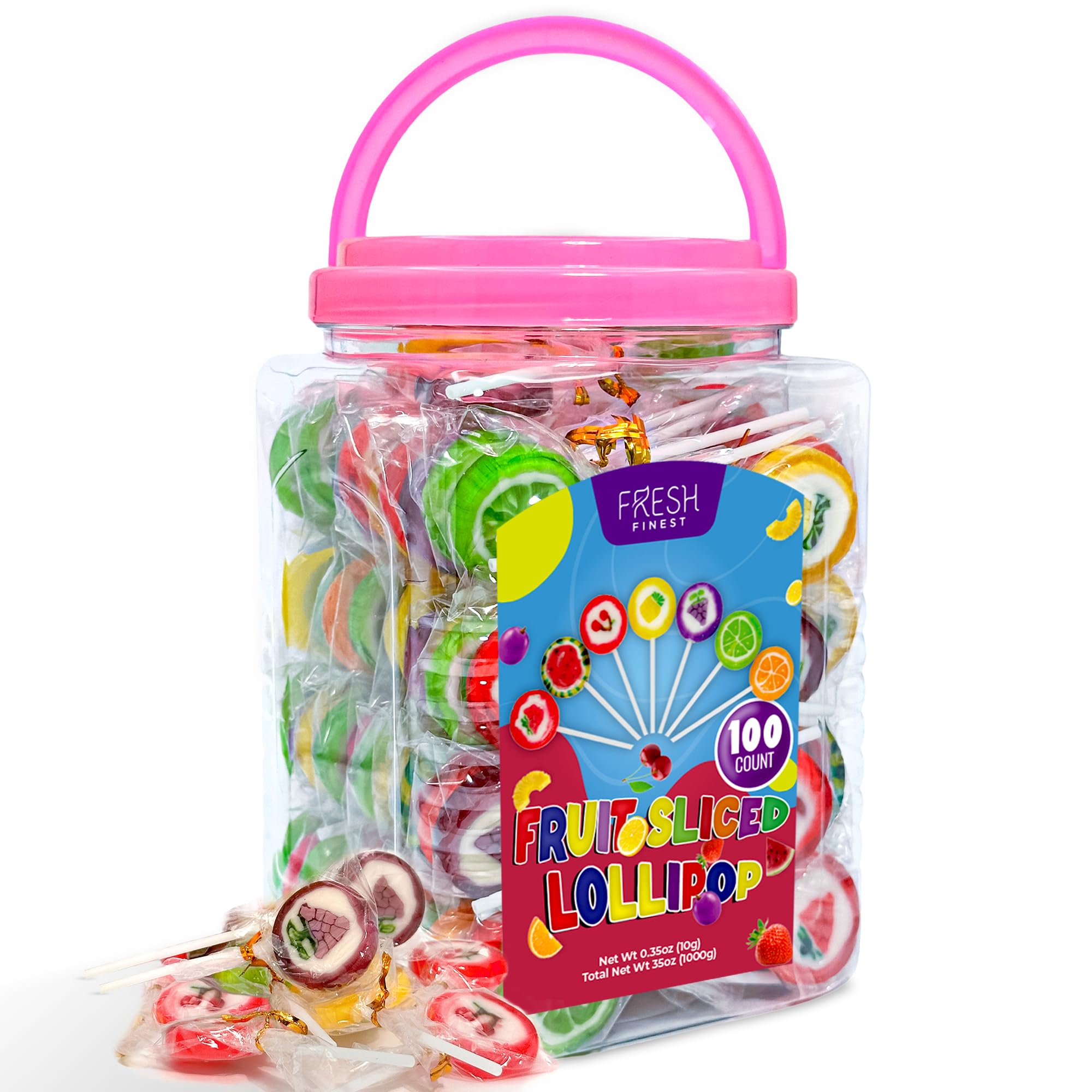Fresh Finest Bulk Fruit MZF22 Slices Lollipops - 100 Individually ...