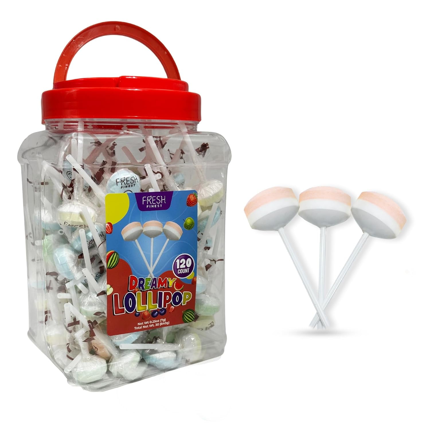 Fresh Finest Bulk Round Dreamy Lollipops - Individually Wrapped ...