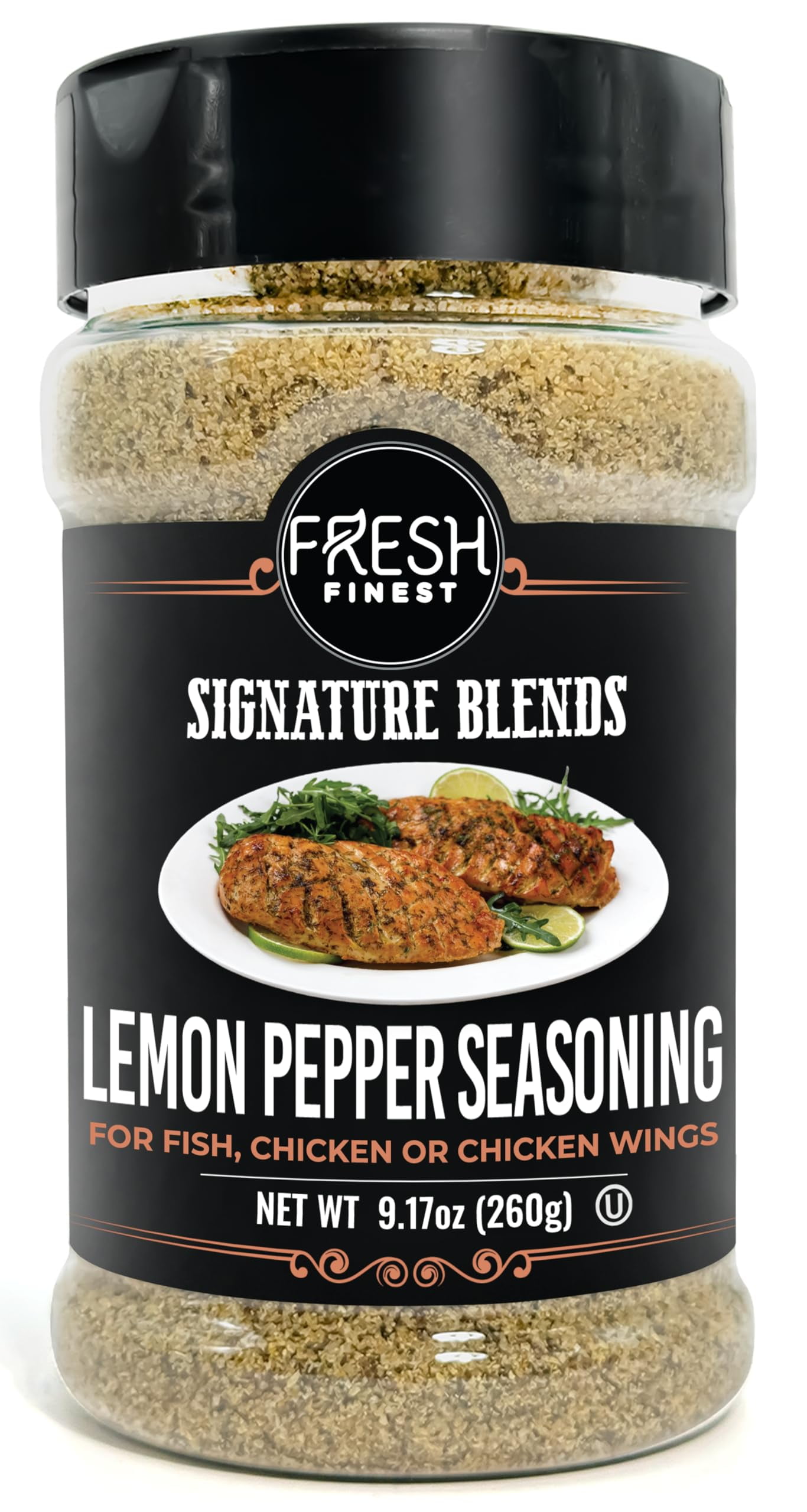 Fresh Finest Lemon Pepper BCF26 Seasoning - 9.17oz (260g) - Tangy, Authentic, Kosher, All ...
