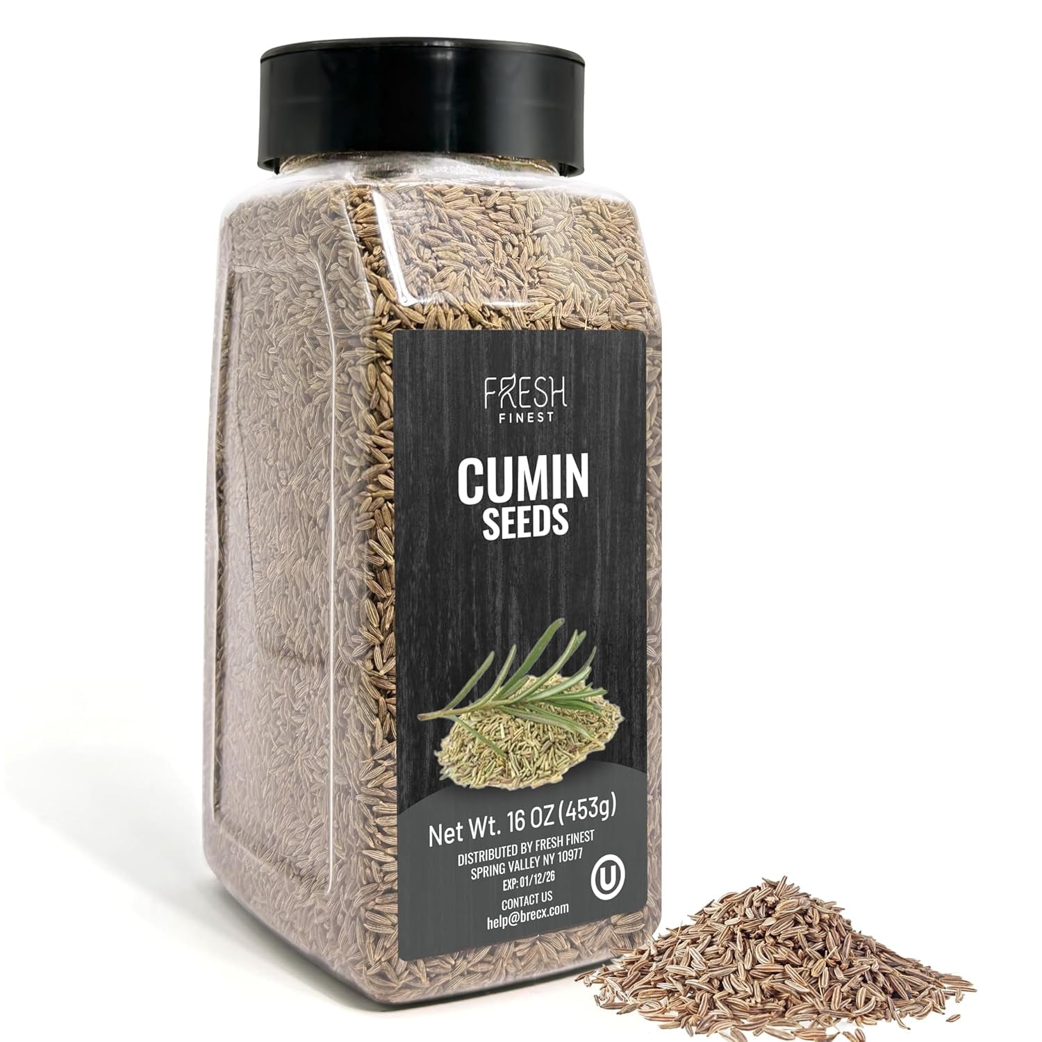 Fresh Finest Whole Cumin Seeds 16 oz, 100% Natural, Non-GMO, Kosher ...