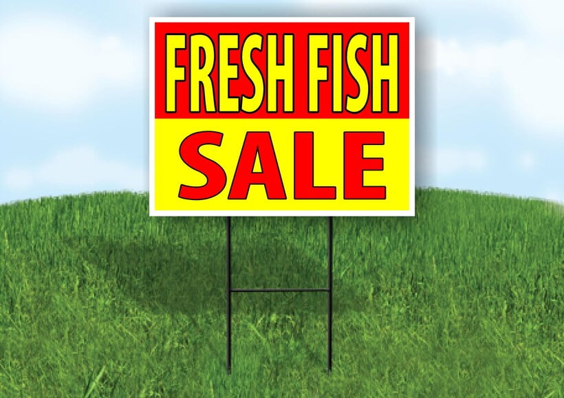 Fresh Fish Seafood Sale Red Yellow Yard Sign Road Sign (Excluding Stand ...