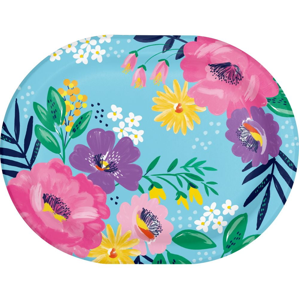 Fresh Florals 12-inch Oval Paper Plates 8 Per Pack - Walmart.com