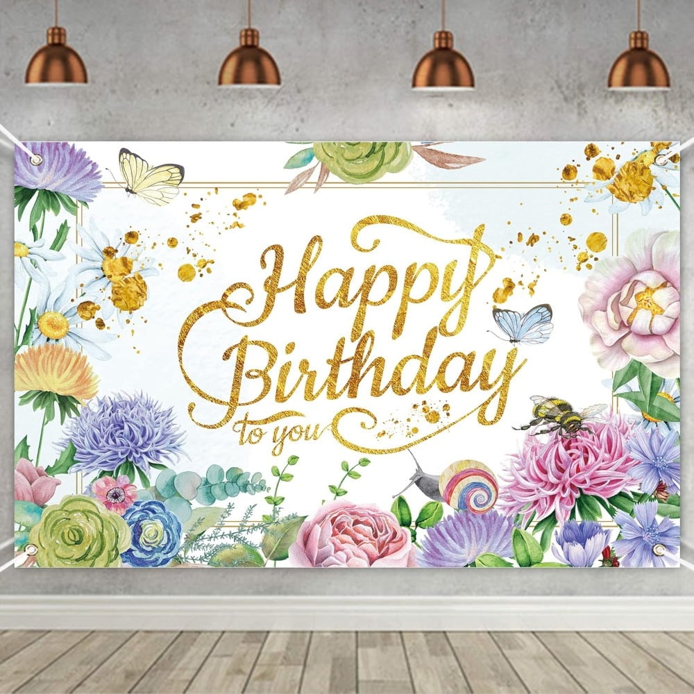 Fresh Flower Birthday Party Backdrop Pink Flower Shrub Garden Birthday ...