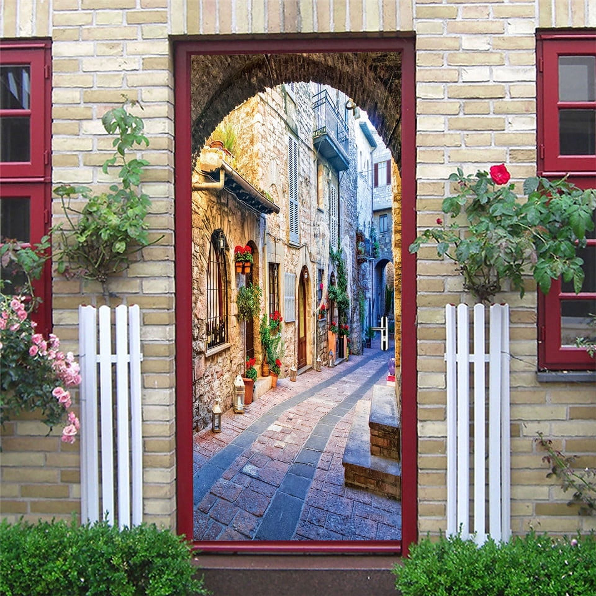 Fresh Flower Door Poster DIY Vinyl Self Adhesive Waterproof Wallpaper ...