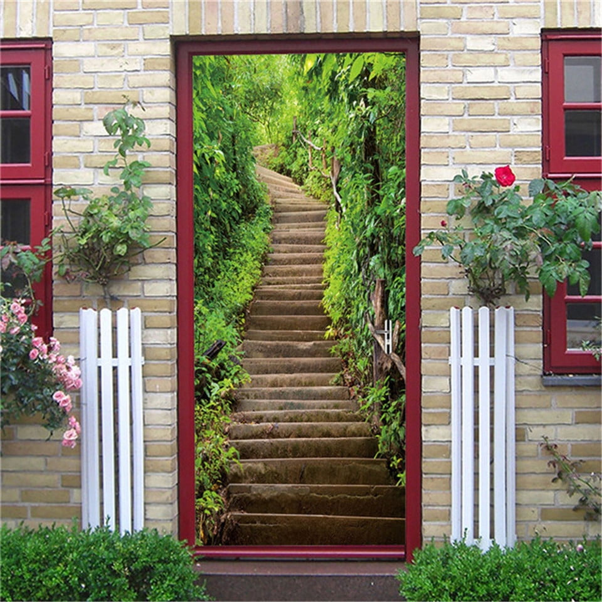Fresh Flower Door Poster DIY Vinyl Self Adhesive Waterproof Wallpaper ...