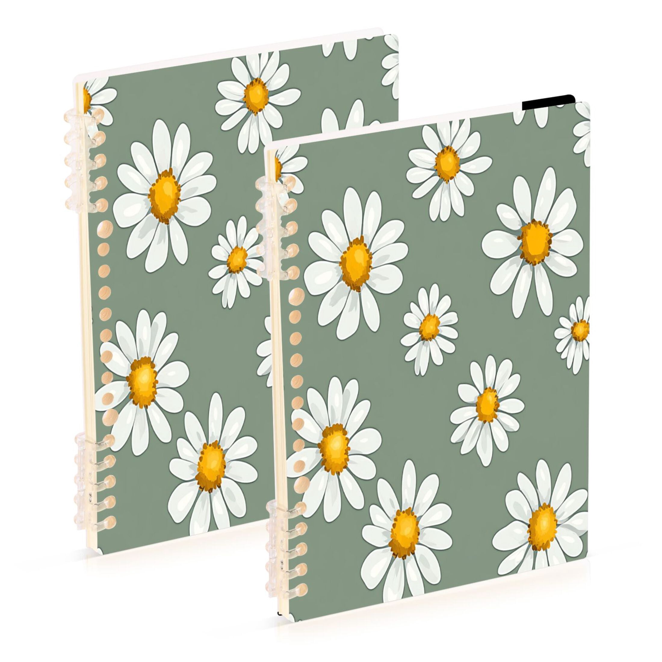 Fresh Flowers Pattern Design 2-Piece A5 PP Notebooks, Adjustable Rings ...
