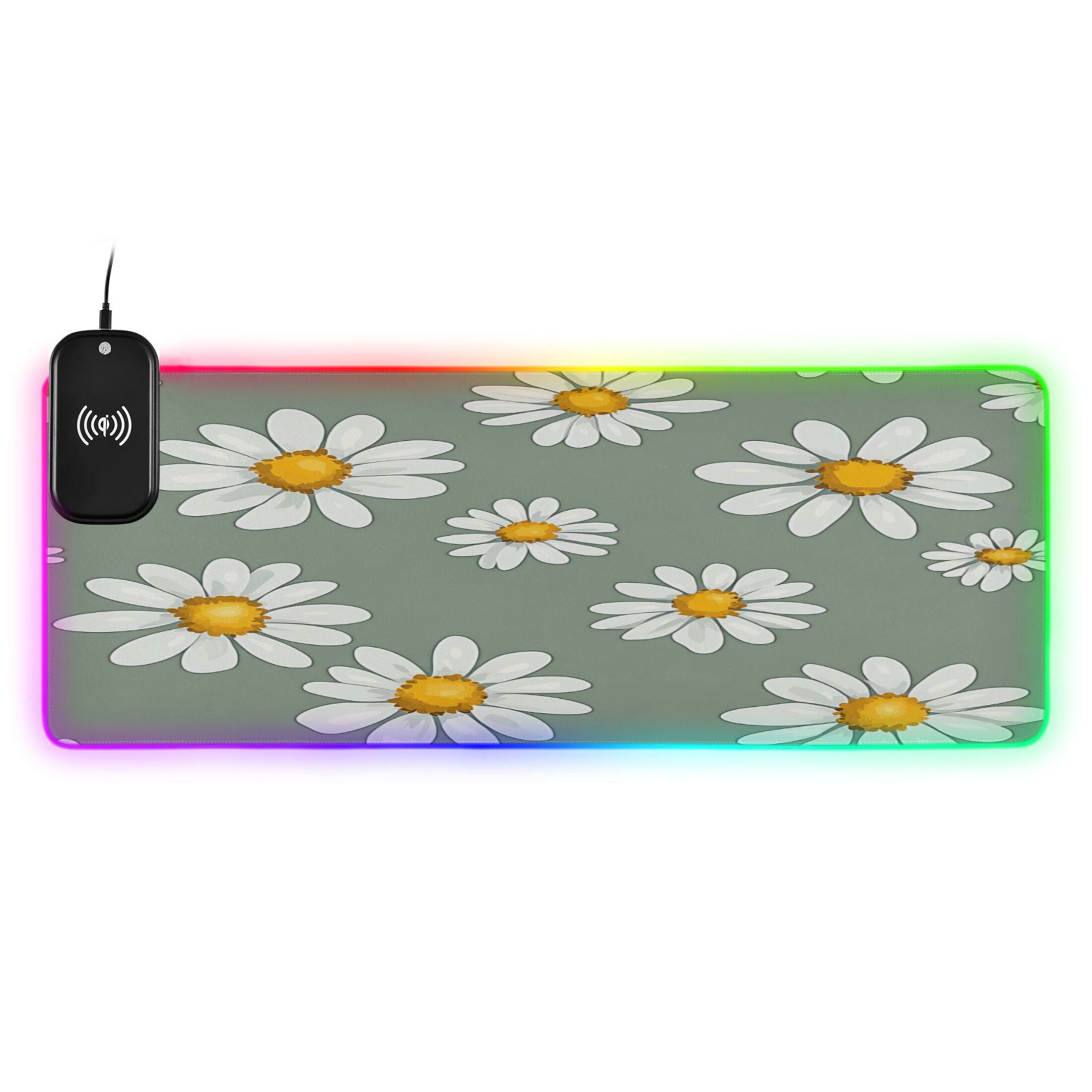 Fresh Flowers Pattern Design Glowing Extended Large Gaming Mouse Pad 35 ...