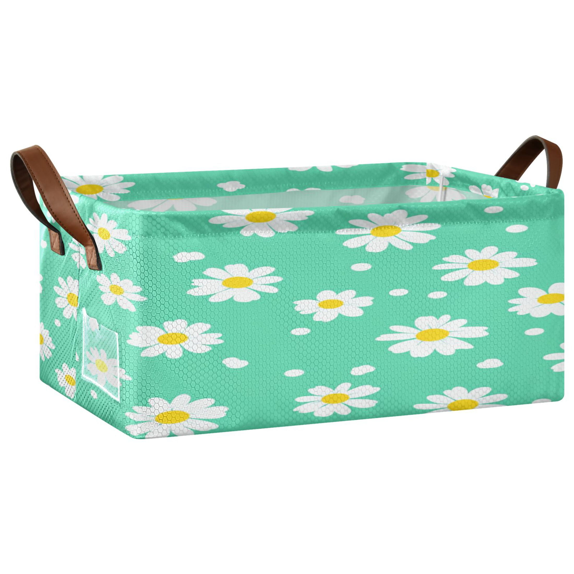Fresh Flowers Pattern Open Home Storage Bins Foldable Metal Frame Shelf ...