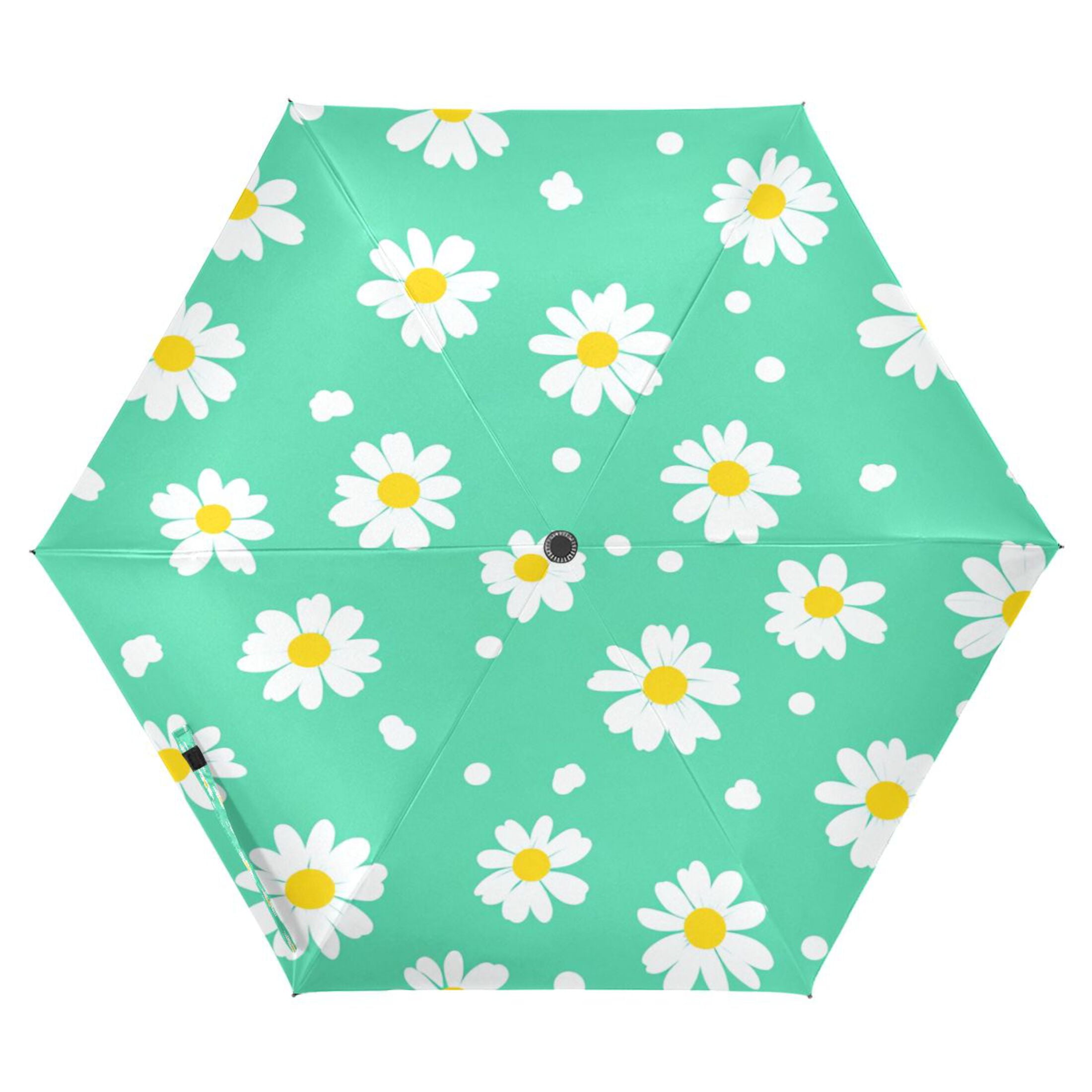 Fresh Flowers Pattern UV50+ Sunscreen Portable Umbrella, Waterproof ...