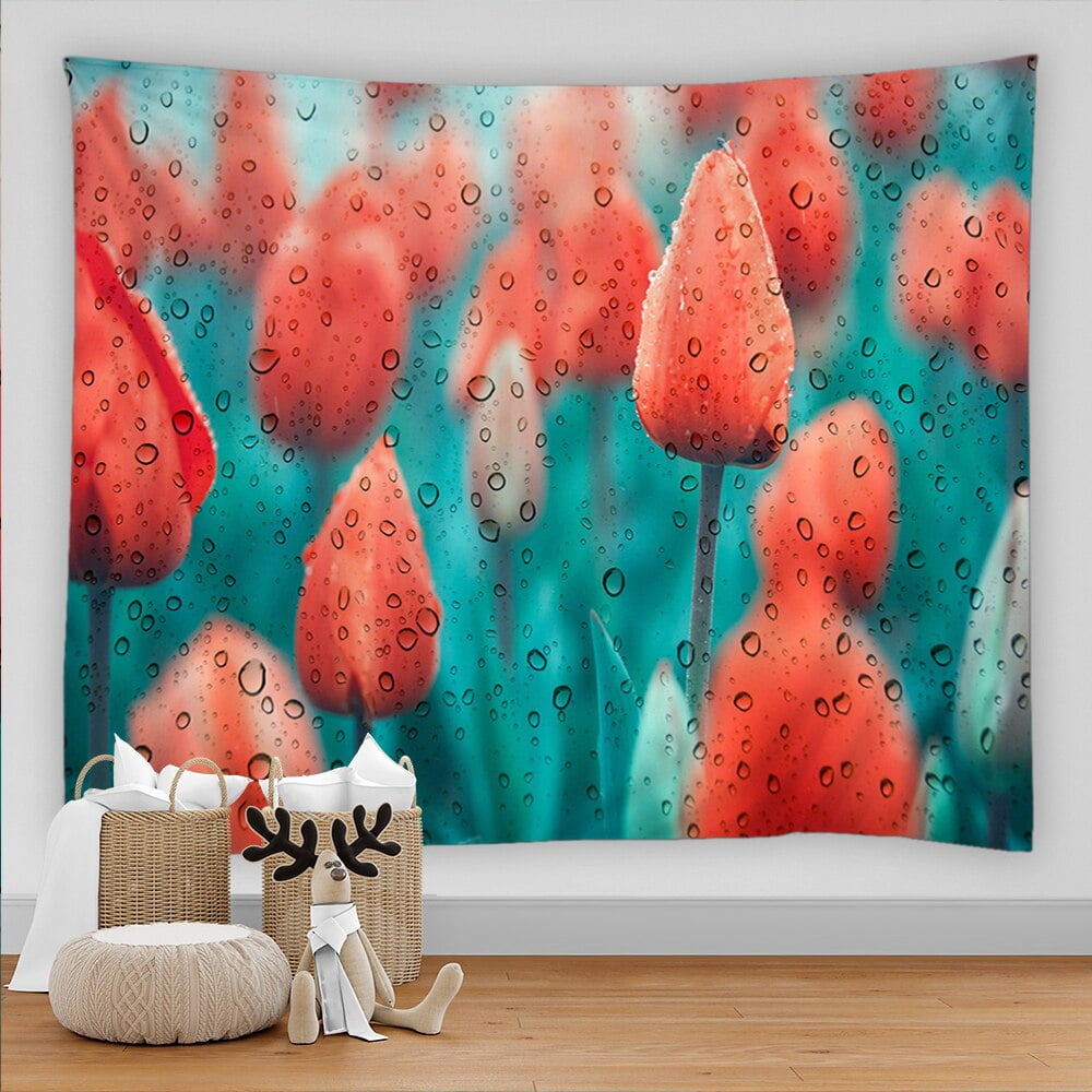 Fresh Flowers Tulip Butterfly Garden Tapestry landscape Printed ...