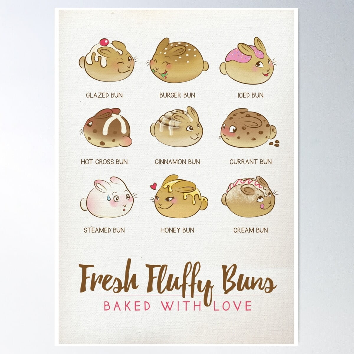 Fresh Fluffy Buns Poster Wall Art, Modern Wall Decor For Living Room ...