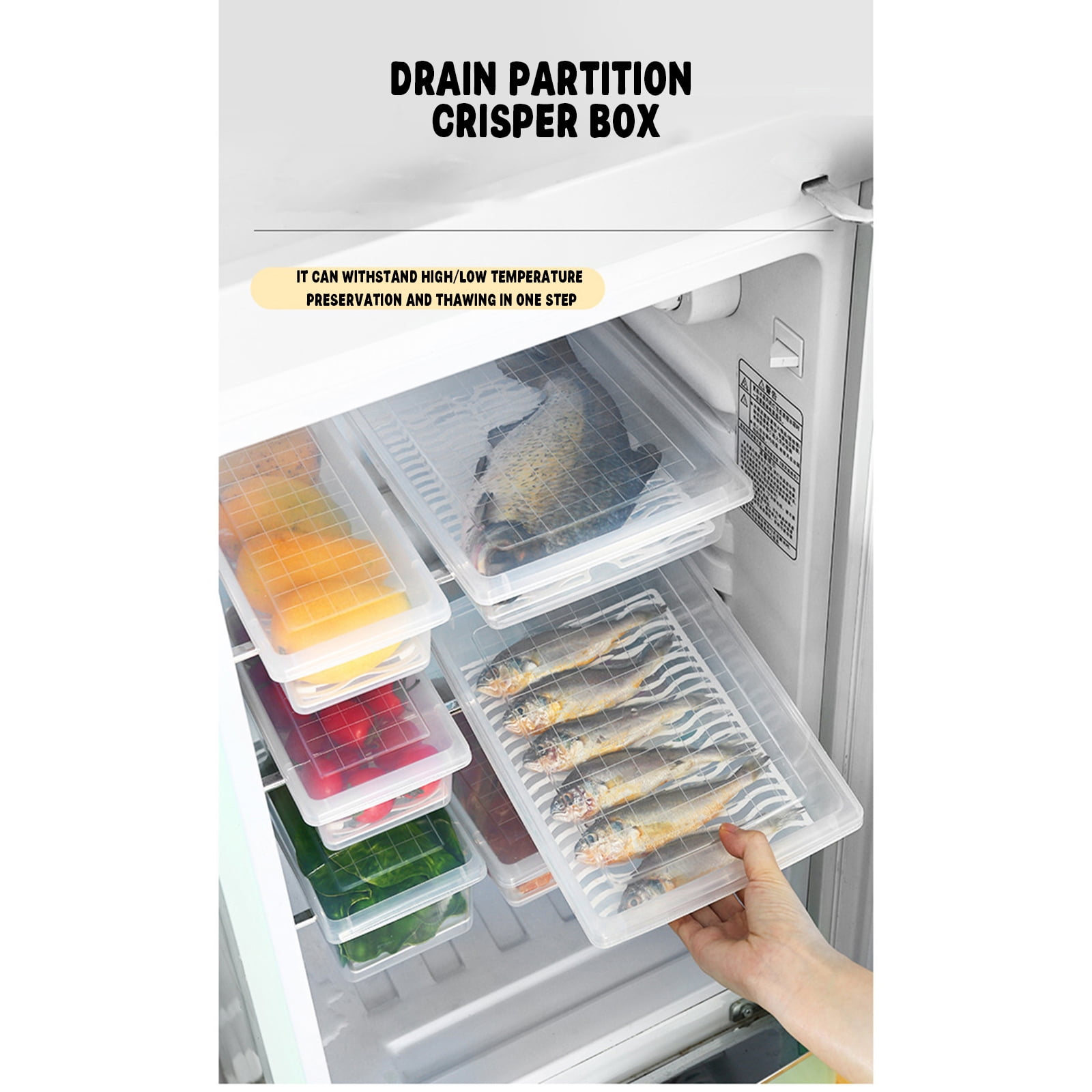 Fresh Food Storage Container With Lid, Rectangular Drainage Design For ...