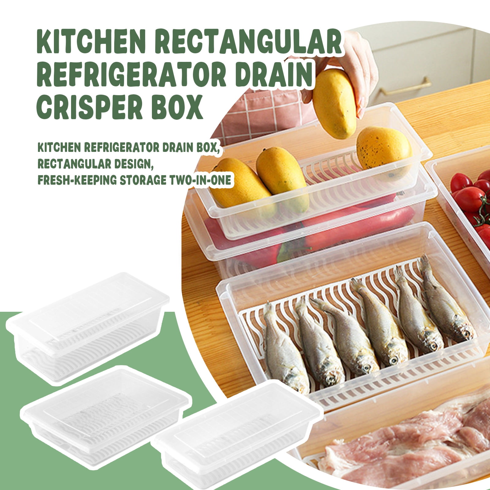 Fresh Food Storage Container for Refrigerator & Freezer with Drainer ...