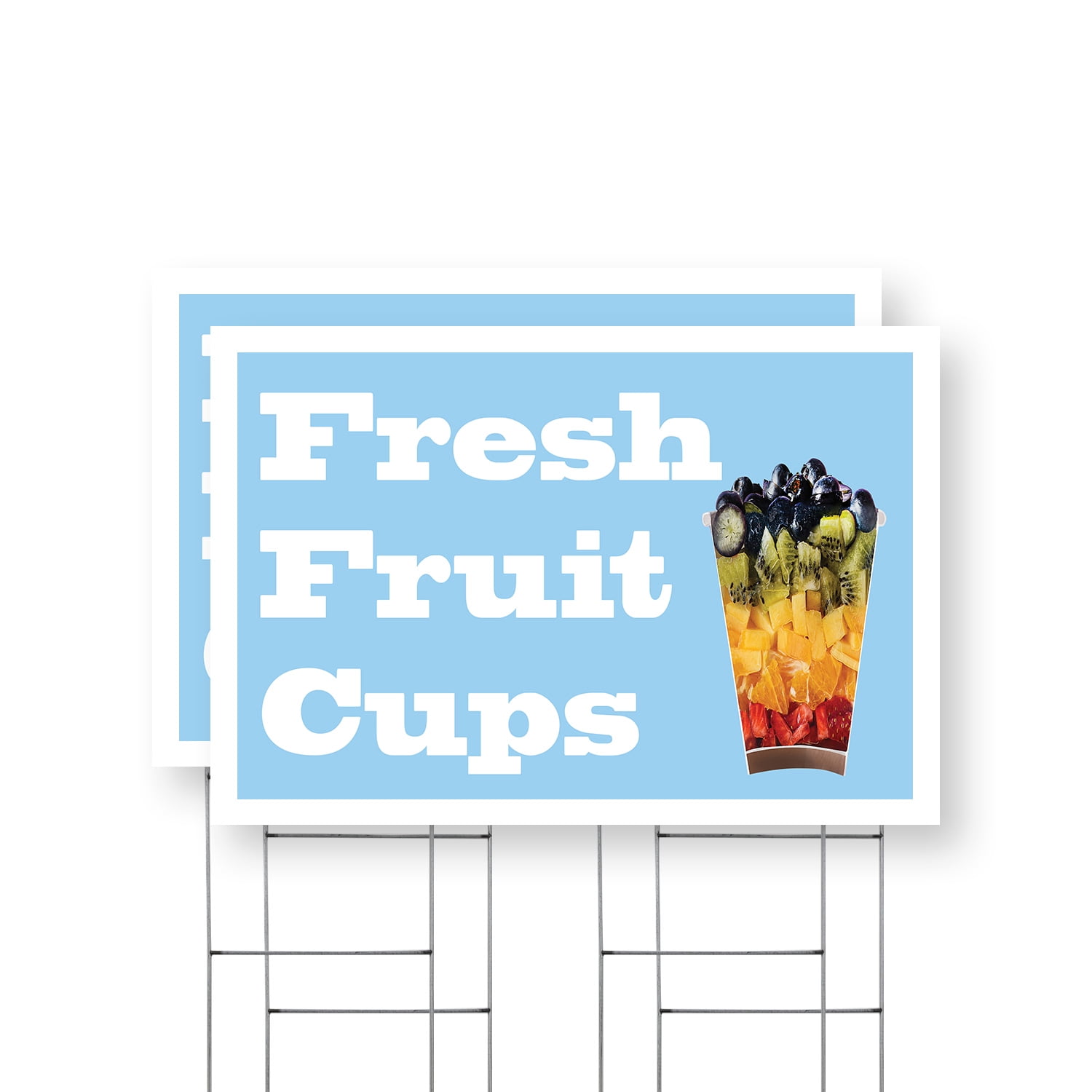 Fresh Fruit Cups Yard Sign 2 Pack of 24 Inch x 36 Inch Single Sided ...
