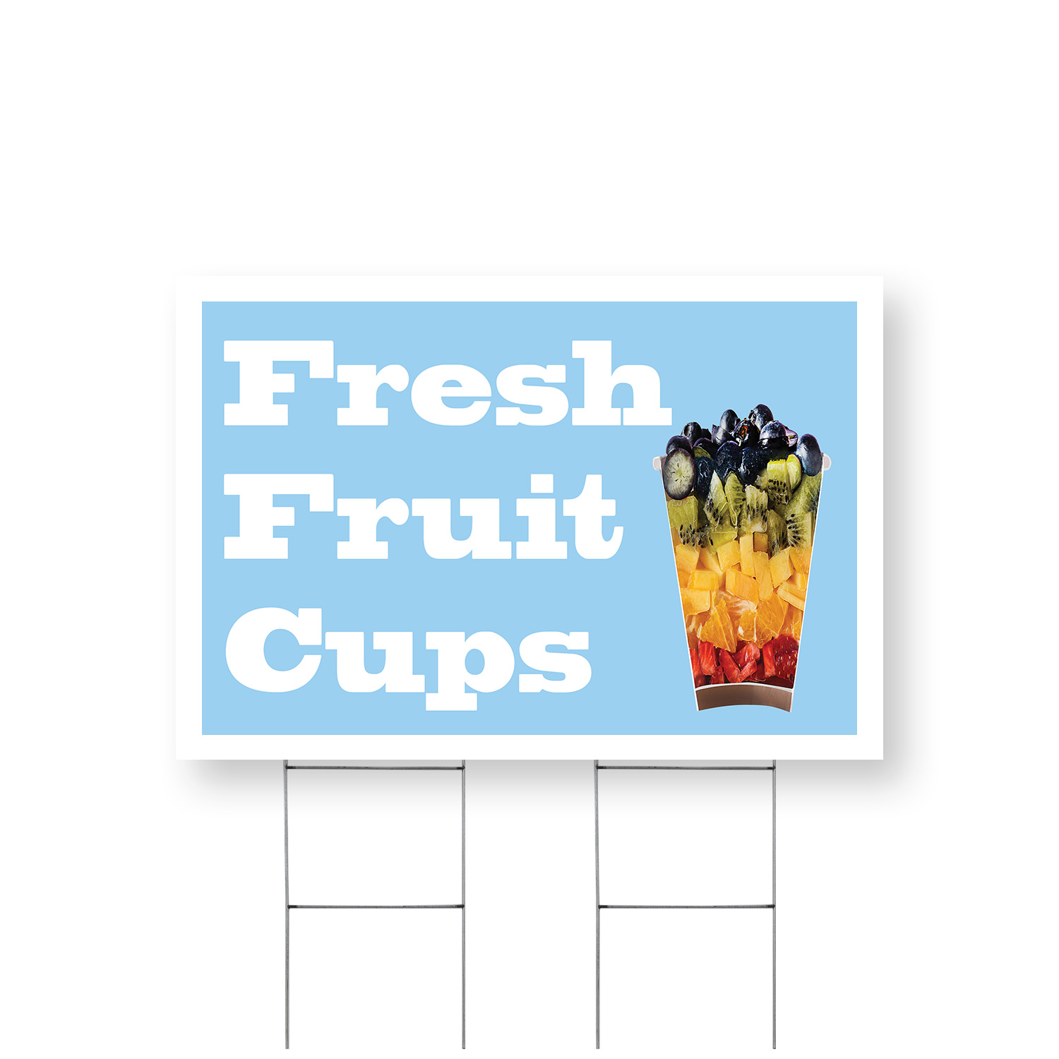 Fresh Fruit Cups Yard Sign 24 Inch x 36 Inch Single Sided Weatherproof ...