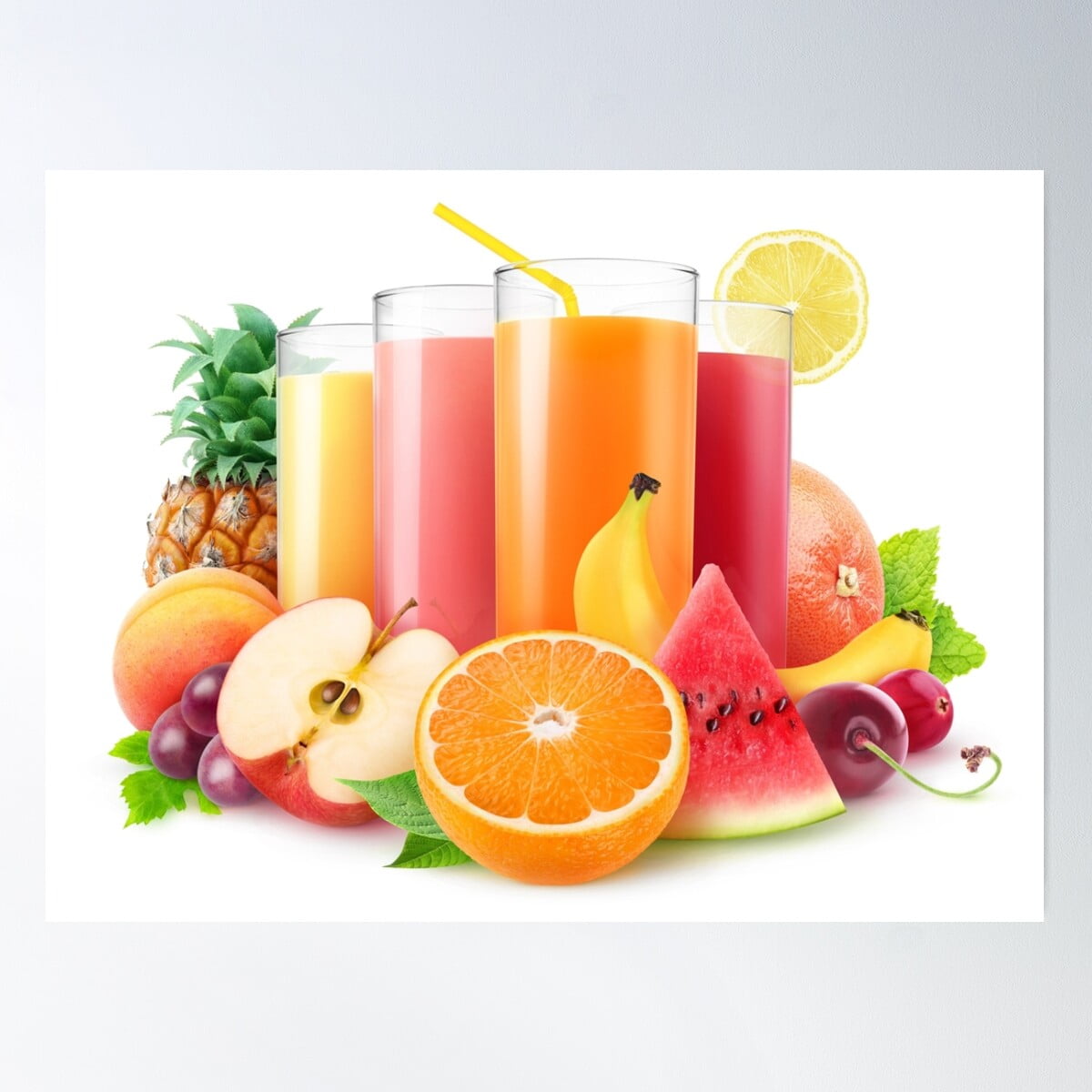 Fresh Fruit Juices Poster Wall Art, Modern Wall Decor For Living Room ...