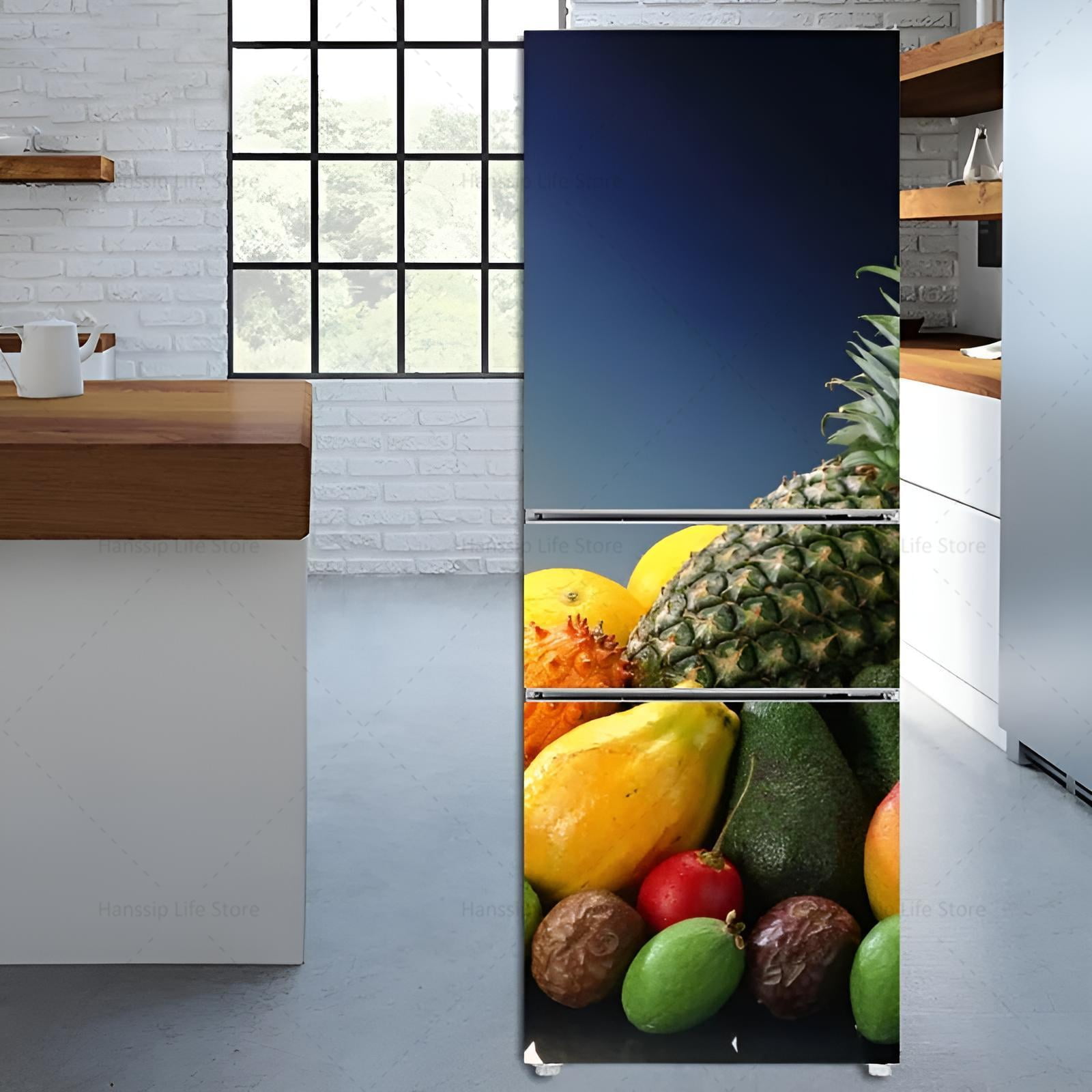 Fresh Fruit Printed Fridge Door Mural Sticker Kitchen Decoration ...