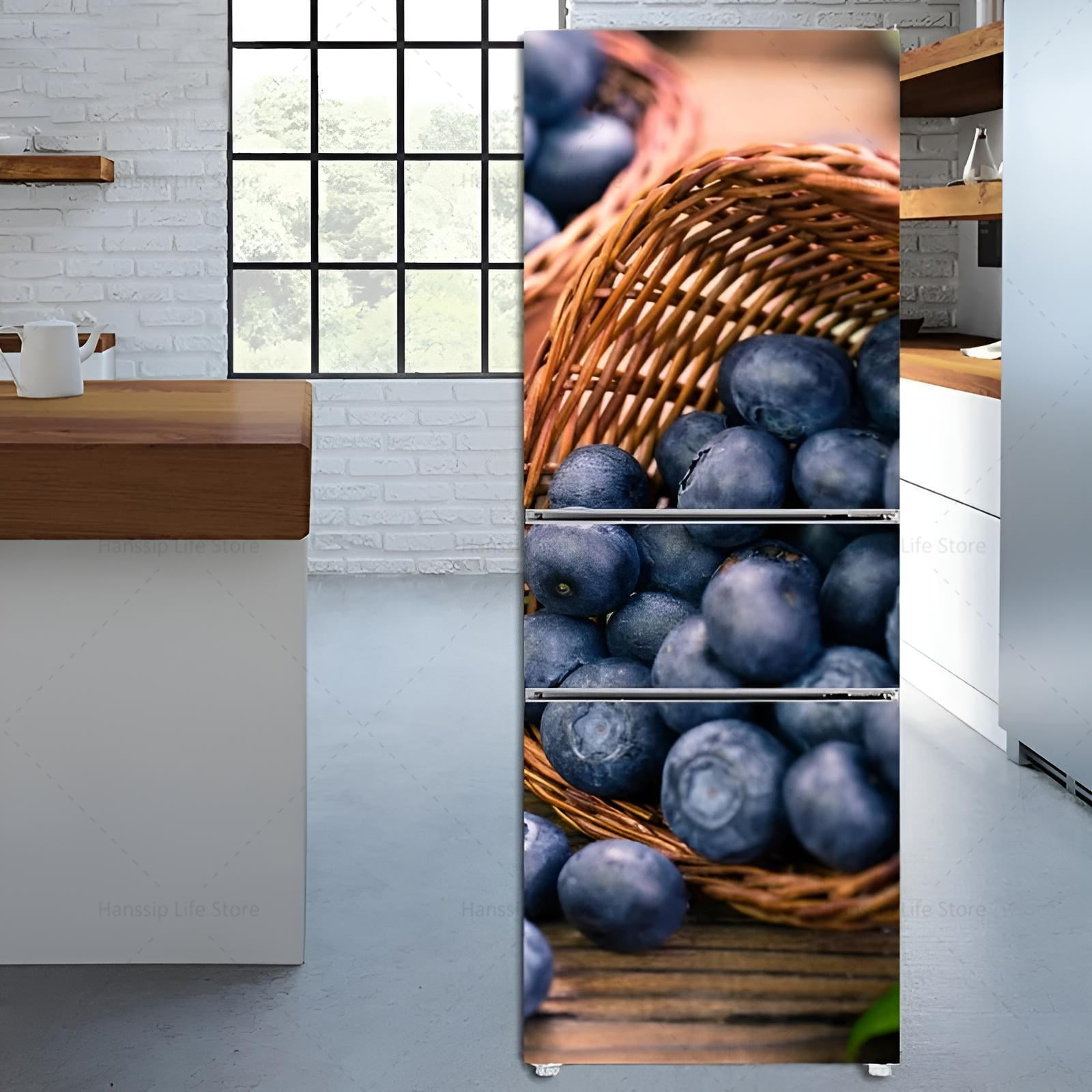 Fresh Fruit Printed Fridge Door Mural Sticker Kitchen ration Wallpaper ...