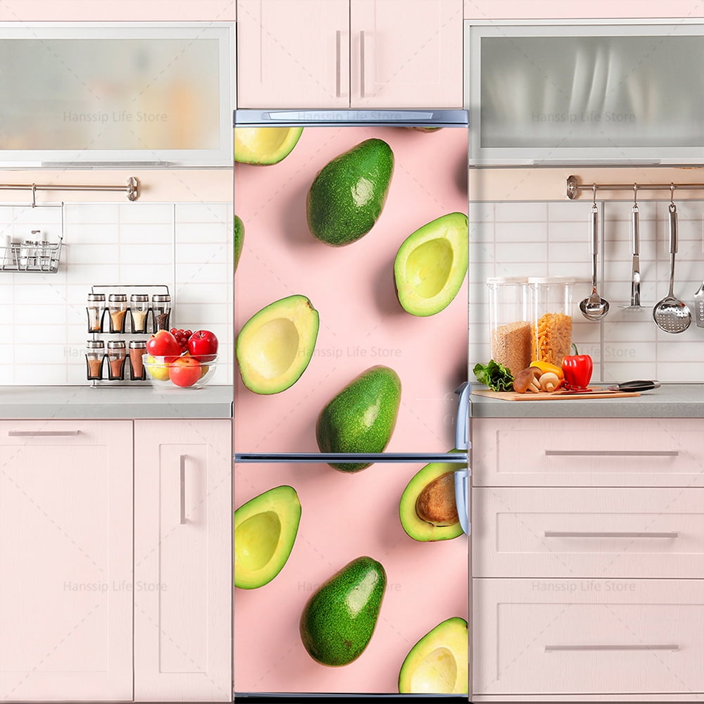 Fresh Fruit Printed Fridge Door Mural Sticker Kitchen ration Wallpaper ...