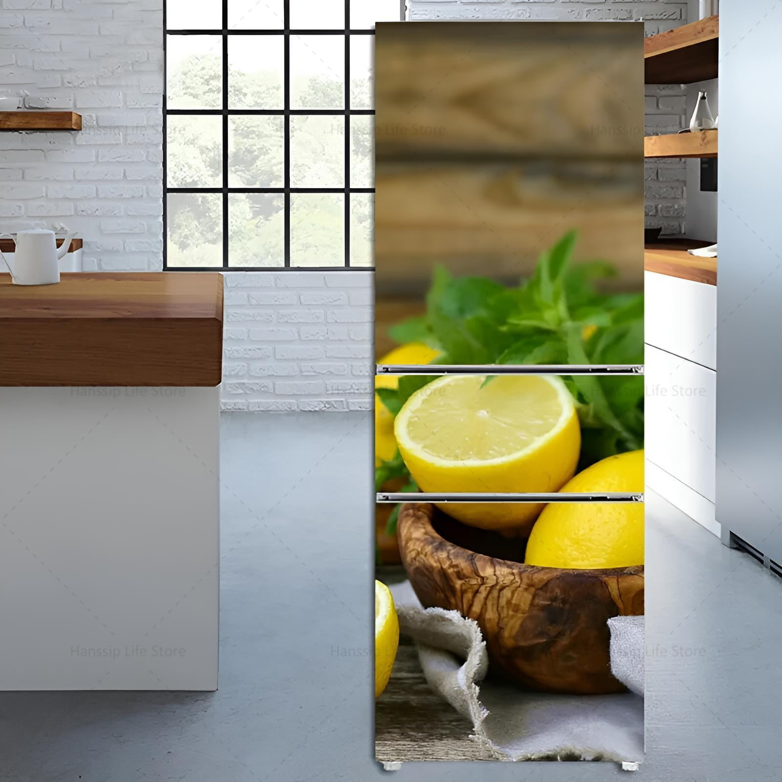 Fresh Fruit Printed Fridge Door Mural Sticker Kitchen ration Wallpaper ...