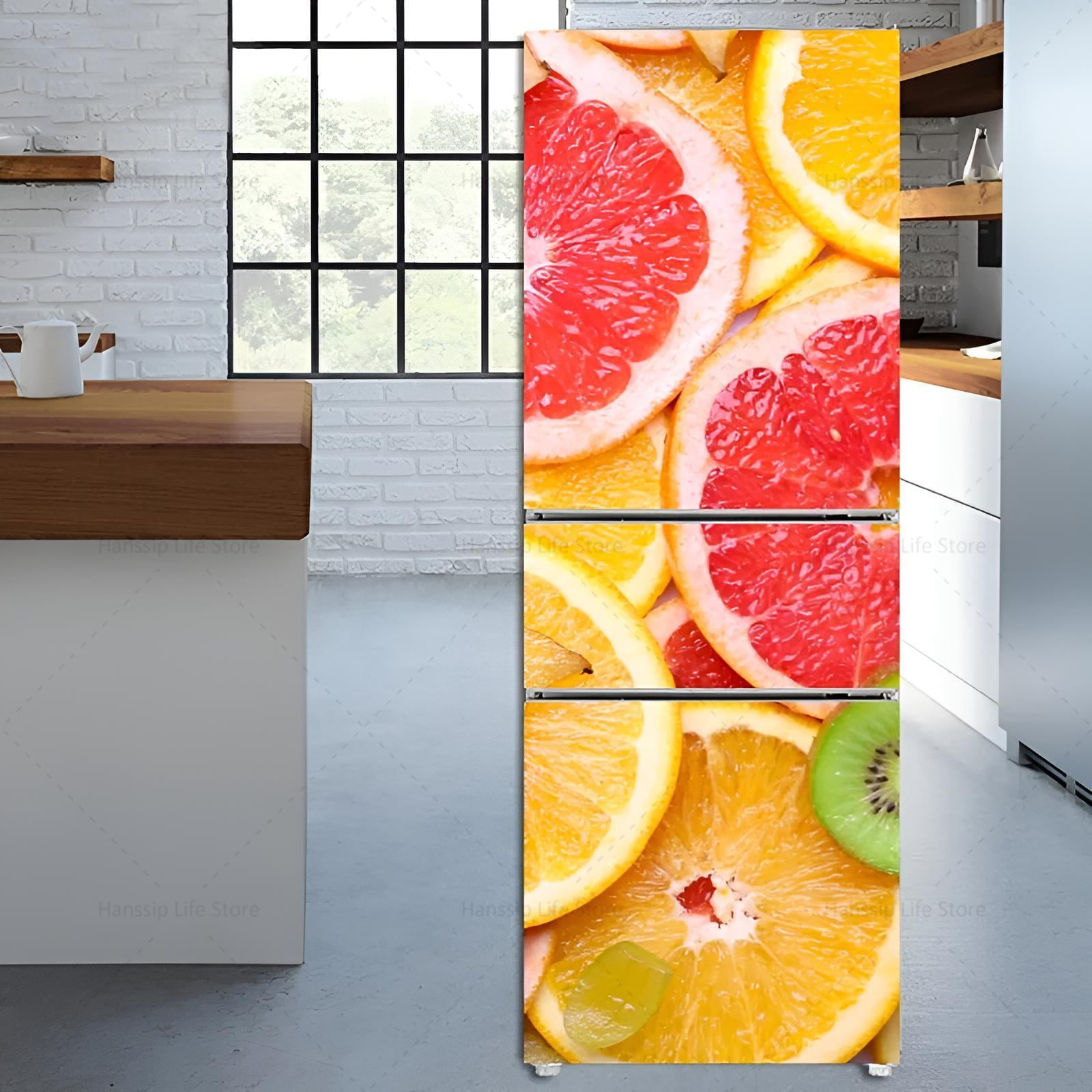 Fresh Fruit Printed Fridge Door Mural Sticker Kitchen ration Wallpaper ...