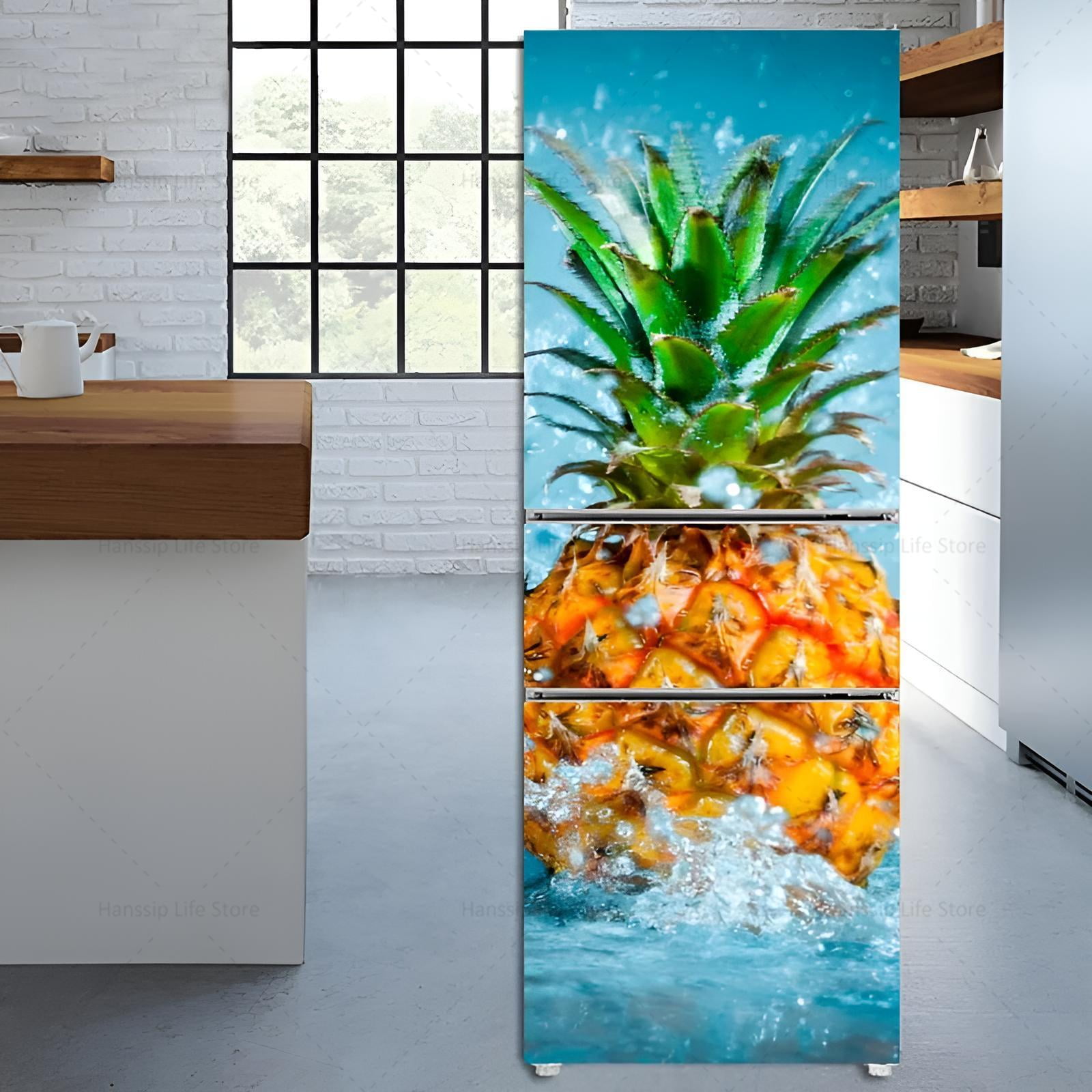 Fresh Fruit Printed Fridge Door Mural Sticker Kitchen ration Wallpaper ...