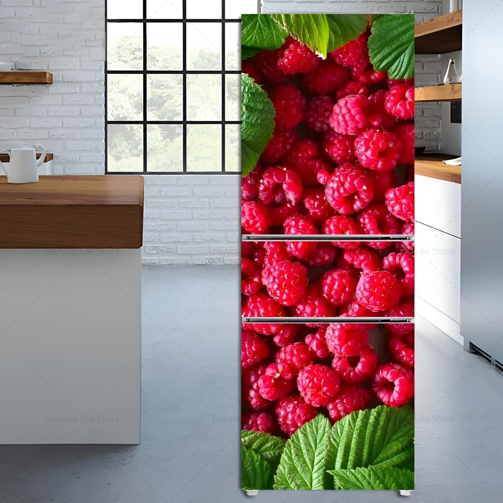 Fresh Fruit Printed Fridge Door Mural Sticker Kitchen ration Wallpaper ...