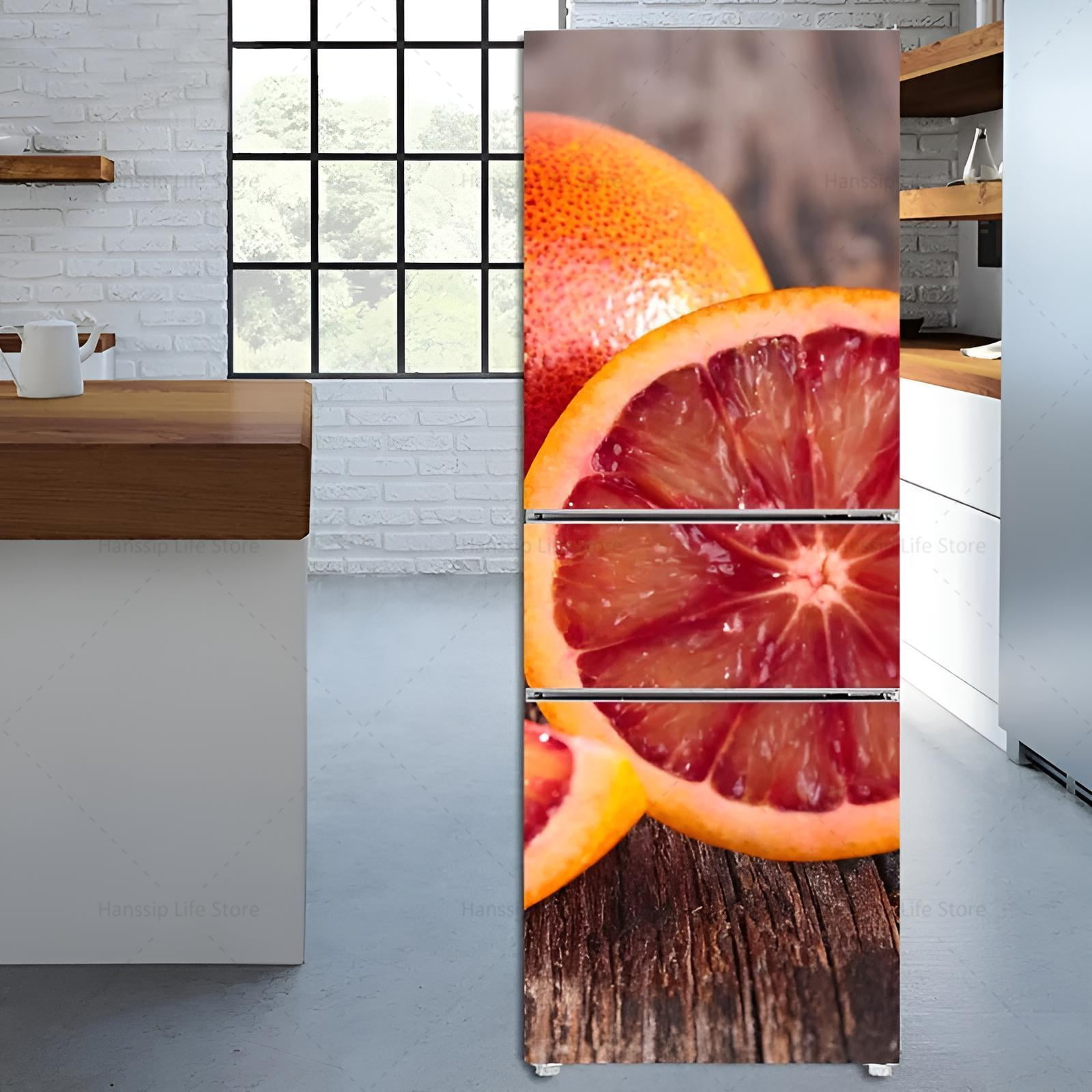 Fresh Fruit Printed Fridge Door Mural Sticker Kitchen ration Wallpaper ...